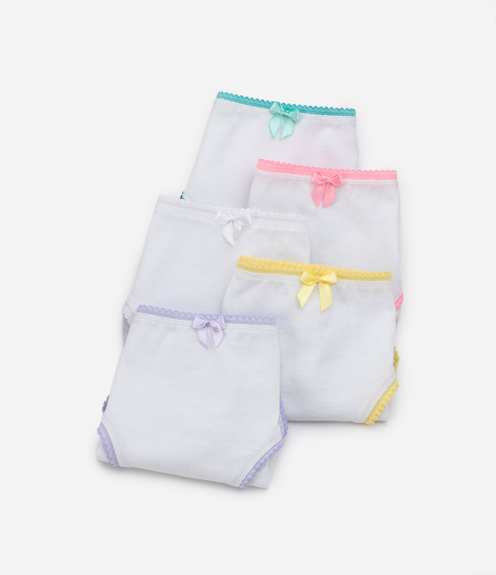 Kit 05 Calcinhas Infantis com Elásticos Coloridos - Tam 2 a 14 anos Off ...