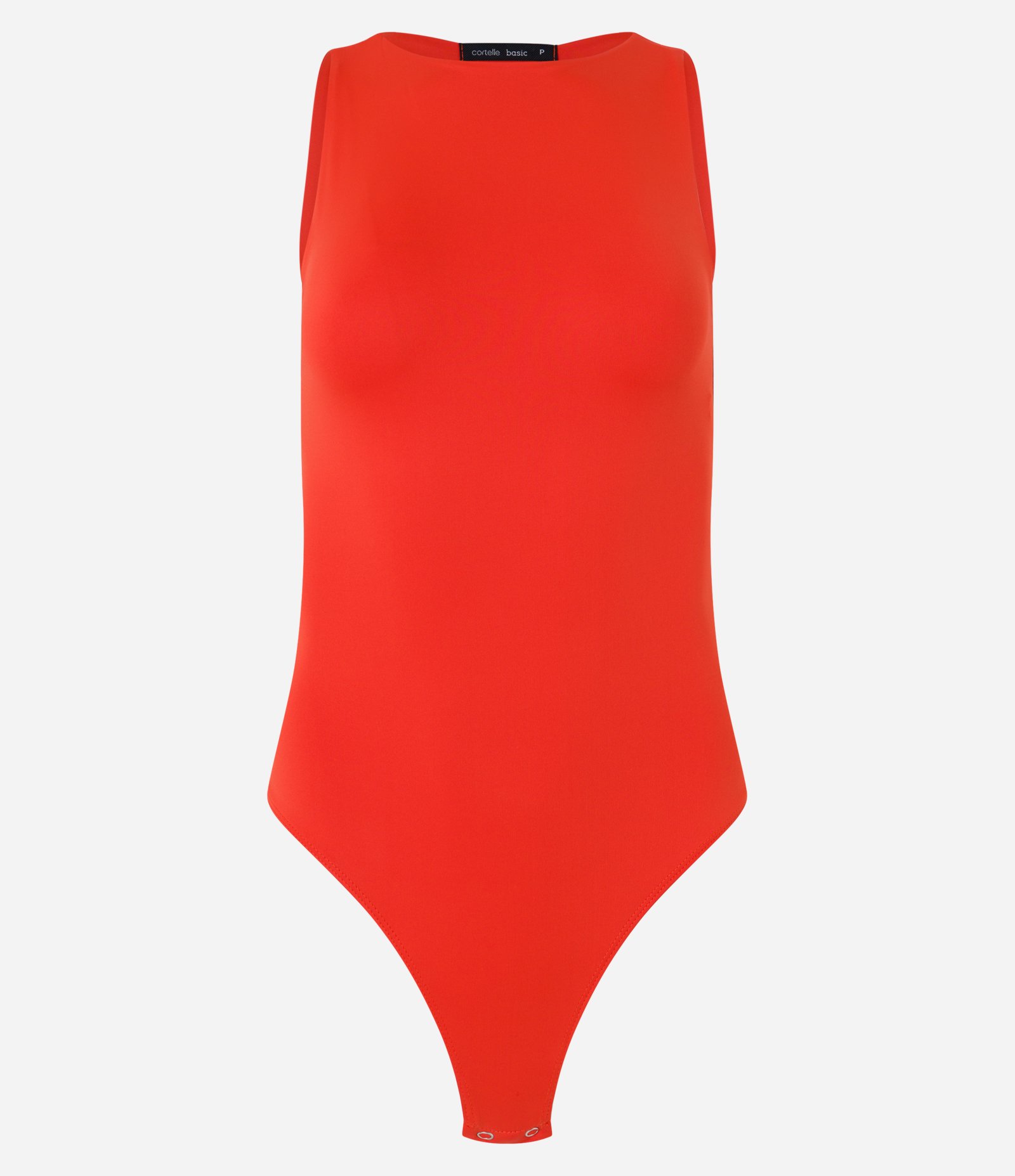 Body Básico em Poliamida com Gola Redonda Laranja