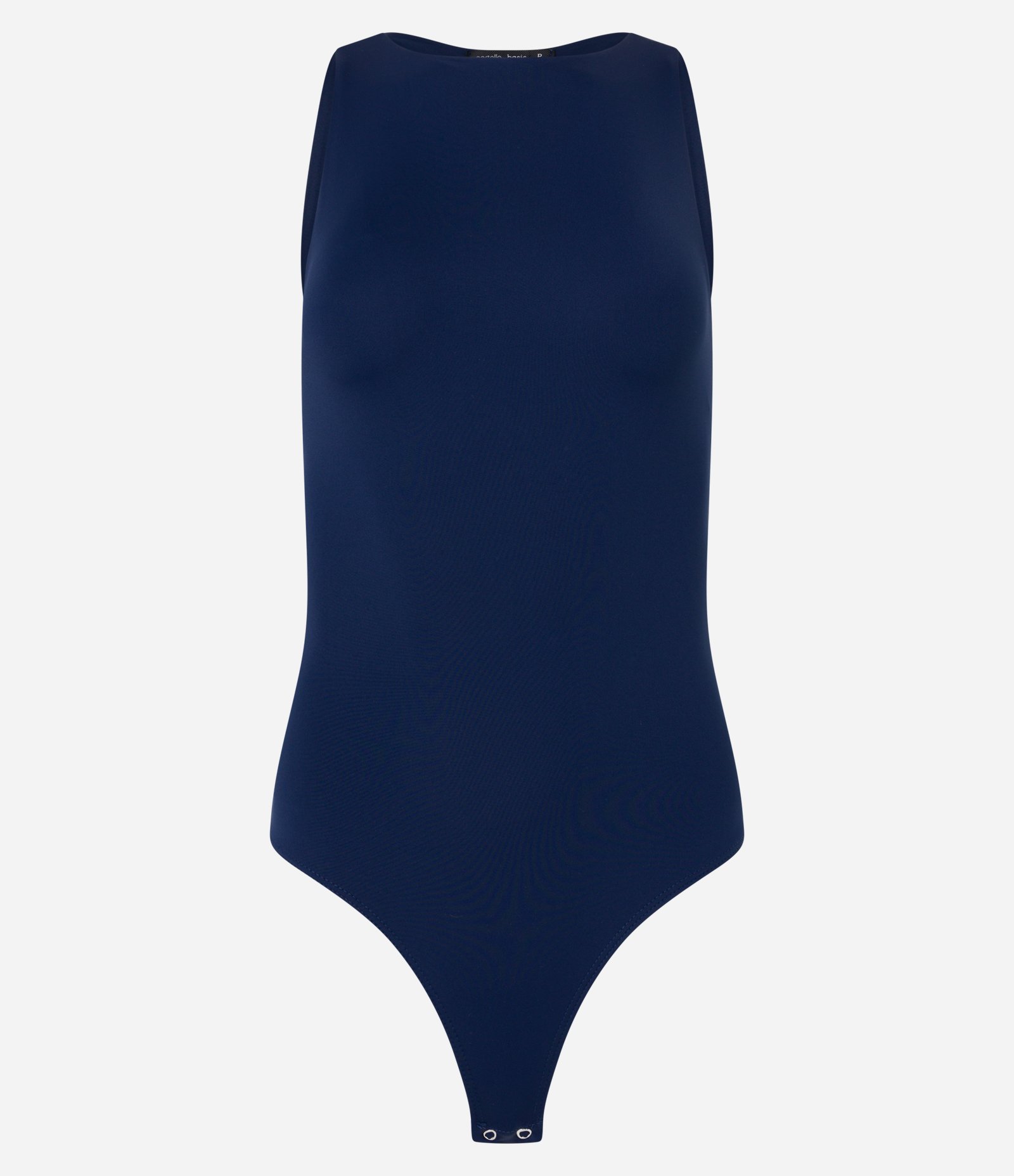Body Básico em Poliamida com Gola Redonda Azul Marinho