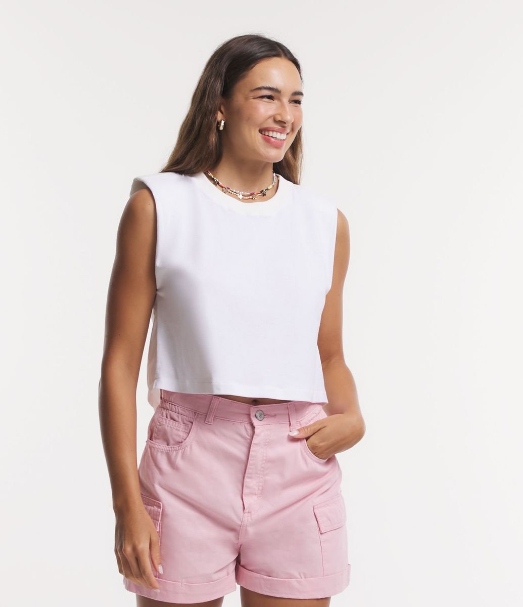 Blusa Muscle Tee em Meia Malha Branco