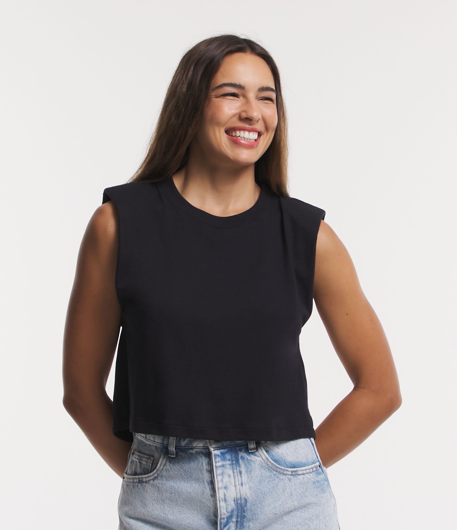 Blusa Muscle Tee em Meia Malha Preto