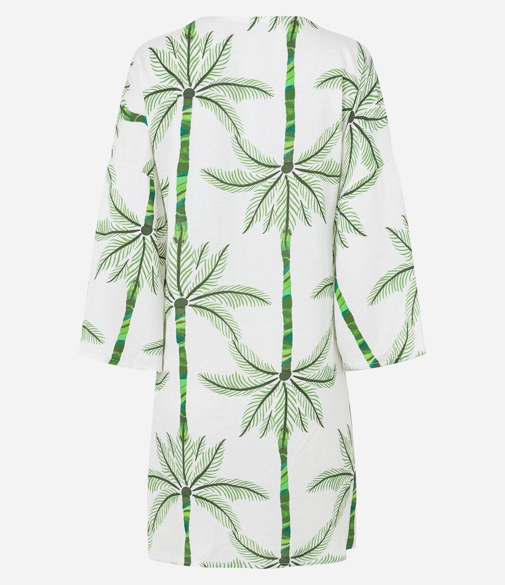 Saída de Praia Bata em Viscolinho com Transpasse Frontal e Estampa ...