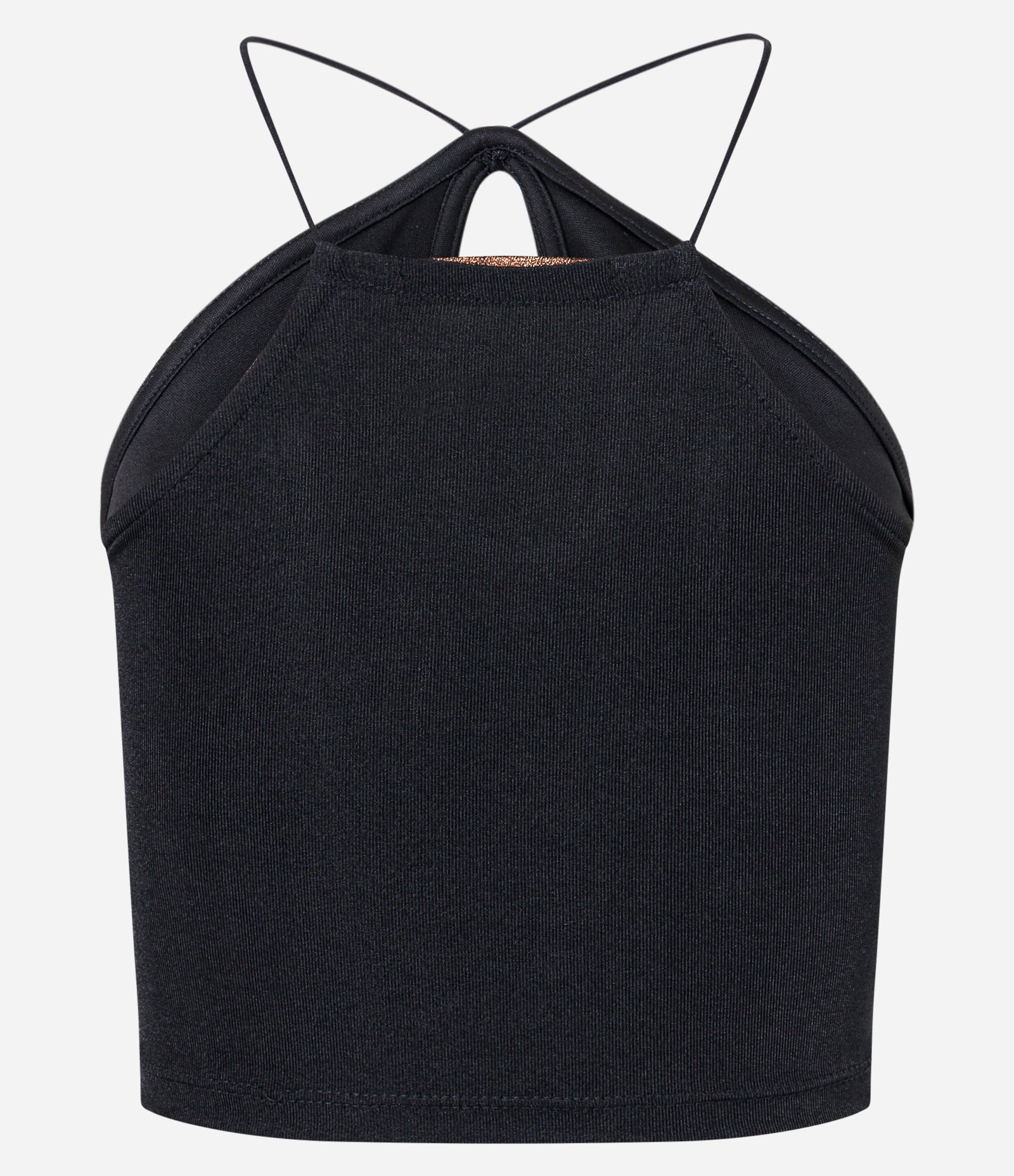 Blusa em Meia Malha Metalizado com Decote Halter Preto