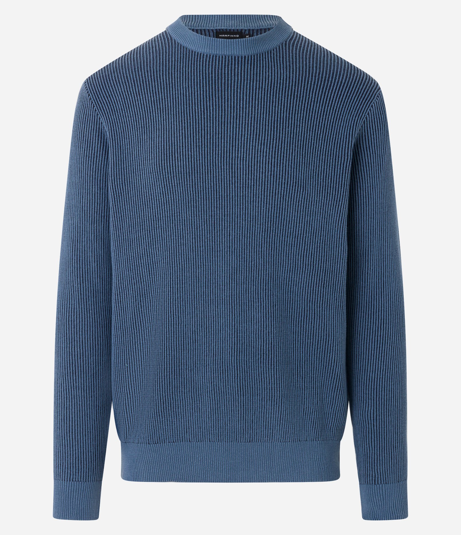 Suéter em Algodão com Textura Vertical Azul