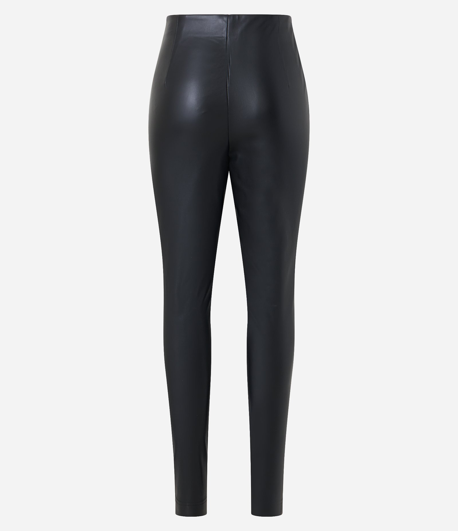Calça Legging em Pu com Recortes Preto