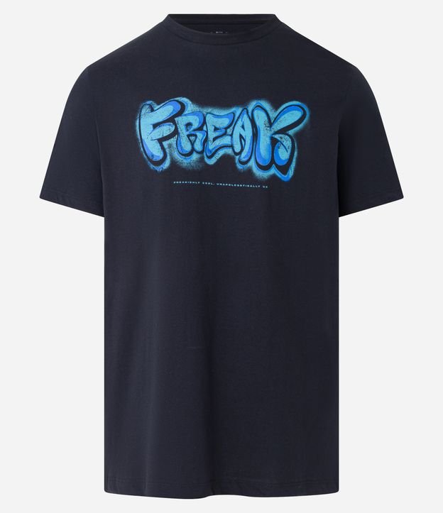 Camiseta Comfort em Meia Malha com Lettering Freak Preto