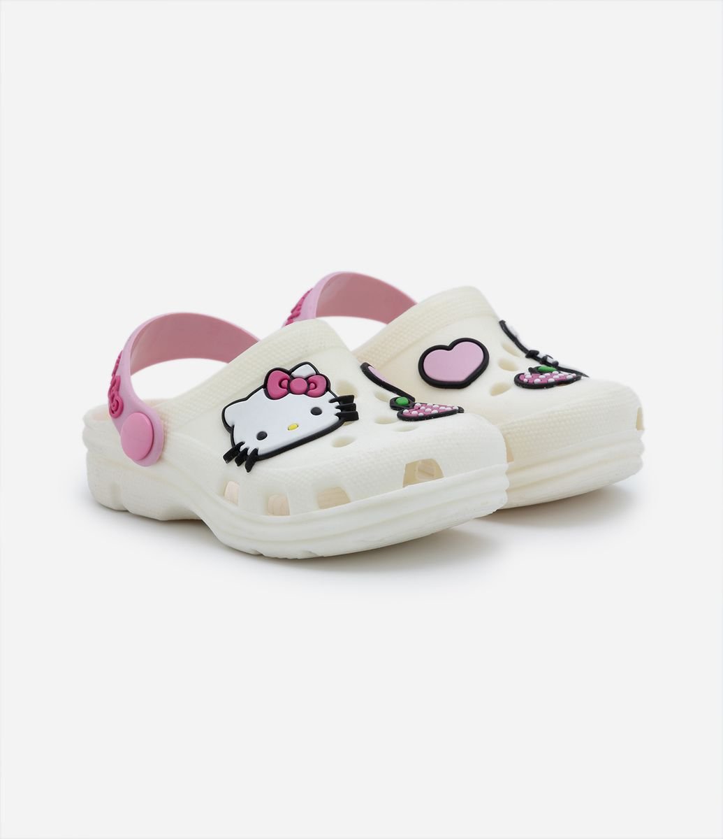 Sandália Babuche com Patch Hello Kitty - Tam 20/21 ao 30/31 Off White