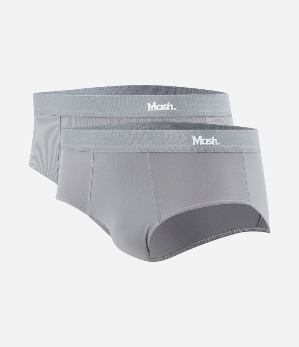 Kit 02 Cuecas Slip em Microfibra com Lettering Mash Cinza