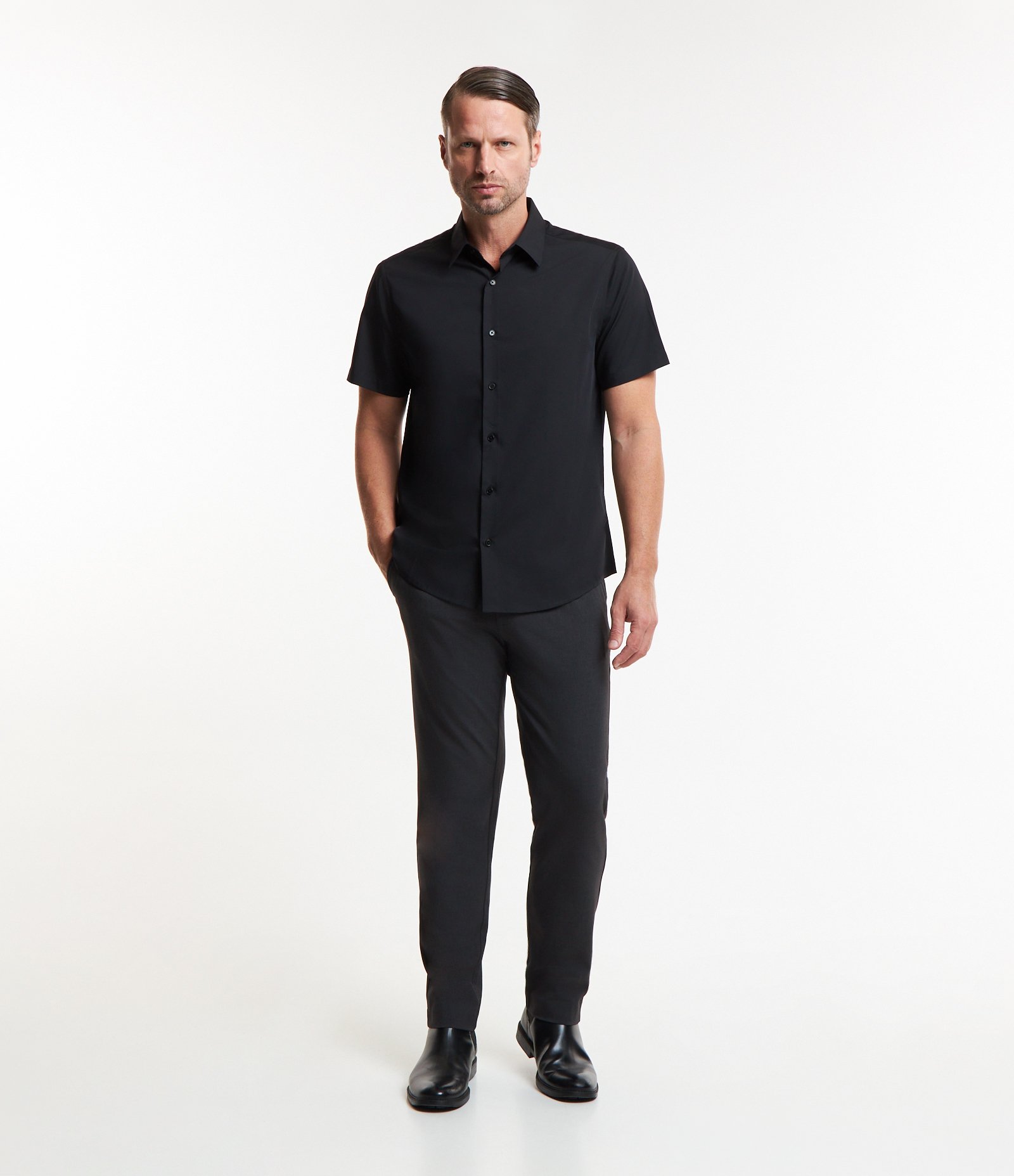 Camisa Slim em Fibra de Bambu Preto