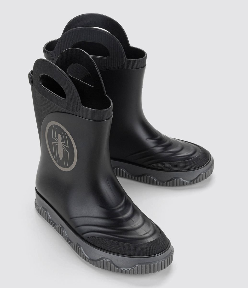 Bota Galocha Infantil Estampa Spider - Tam 23 ao 36 Preto