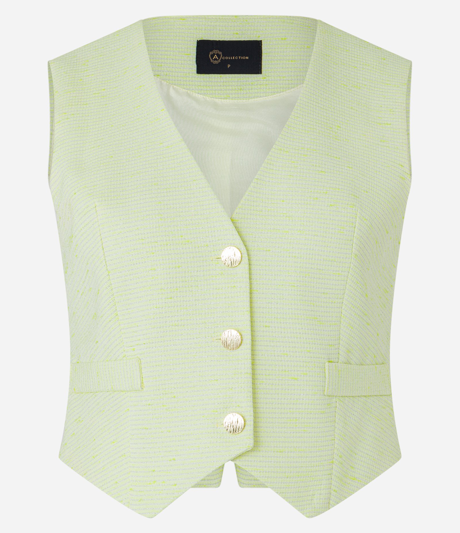 Colete em Tweed com Detalhe em Fio Metalizado Verde