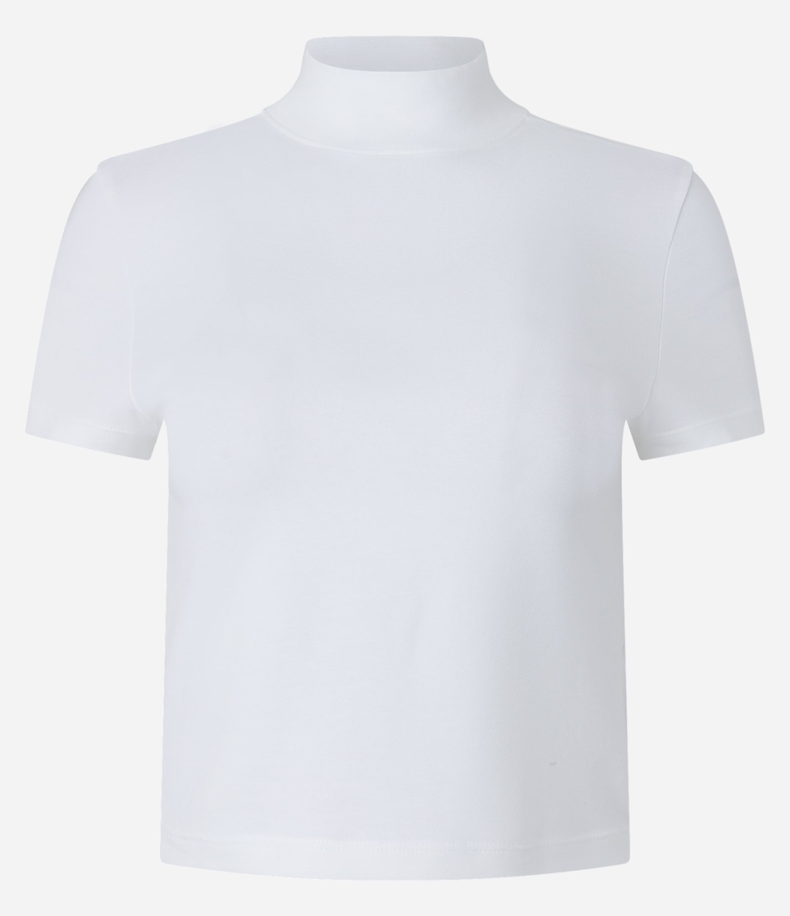 Blusa Cropped Básica em Algodão Justinha e com Gola Alta Branco
