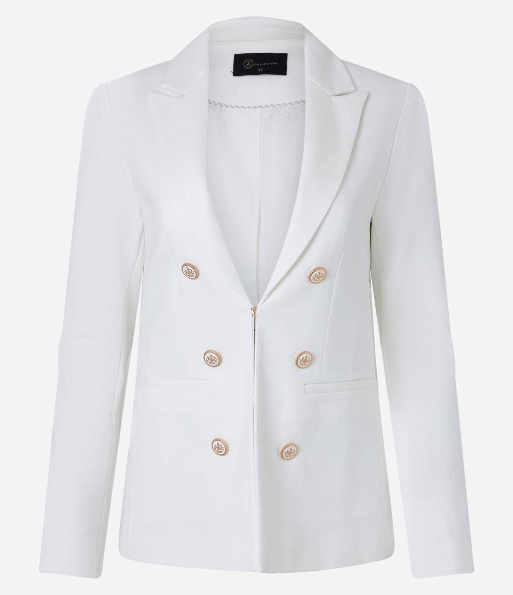 Blazer em Ponto Roma Alfaiatado com Botões Brasão Branco Neve - Renner