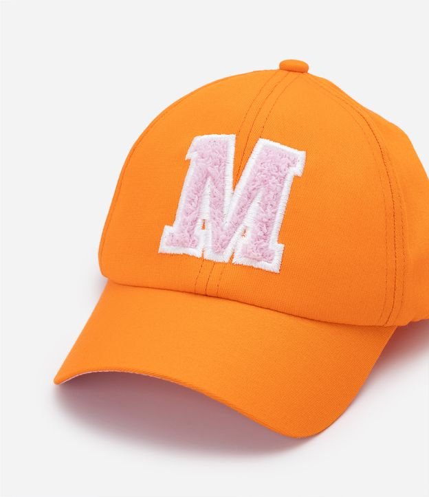 Boné Aba Curva Infantil com Bordado da Letra M Atoalhada Laranja