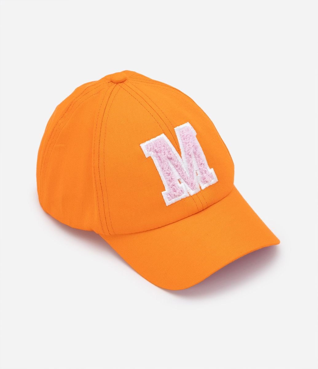 Boné Aba Curva Infantil com Bordado da Letra M Atoalhada Laranja