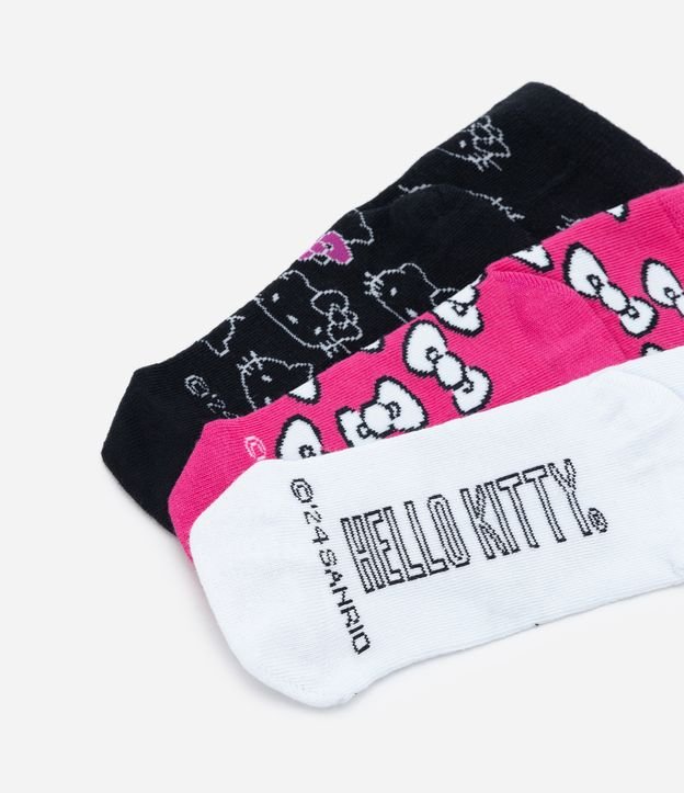 Kit 03 Meias Infantis com Estampa da Hello Kitty - Tam 19 ao 34 Preto ...