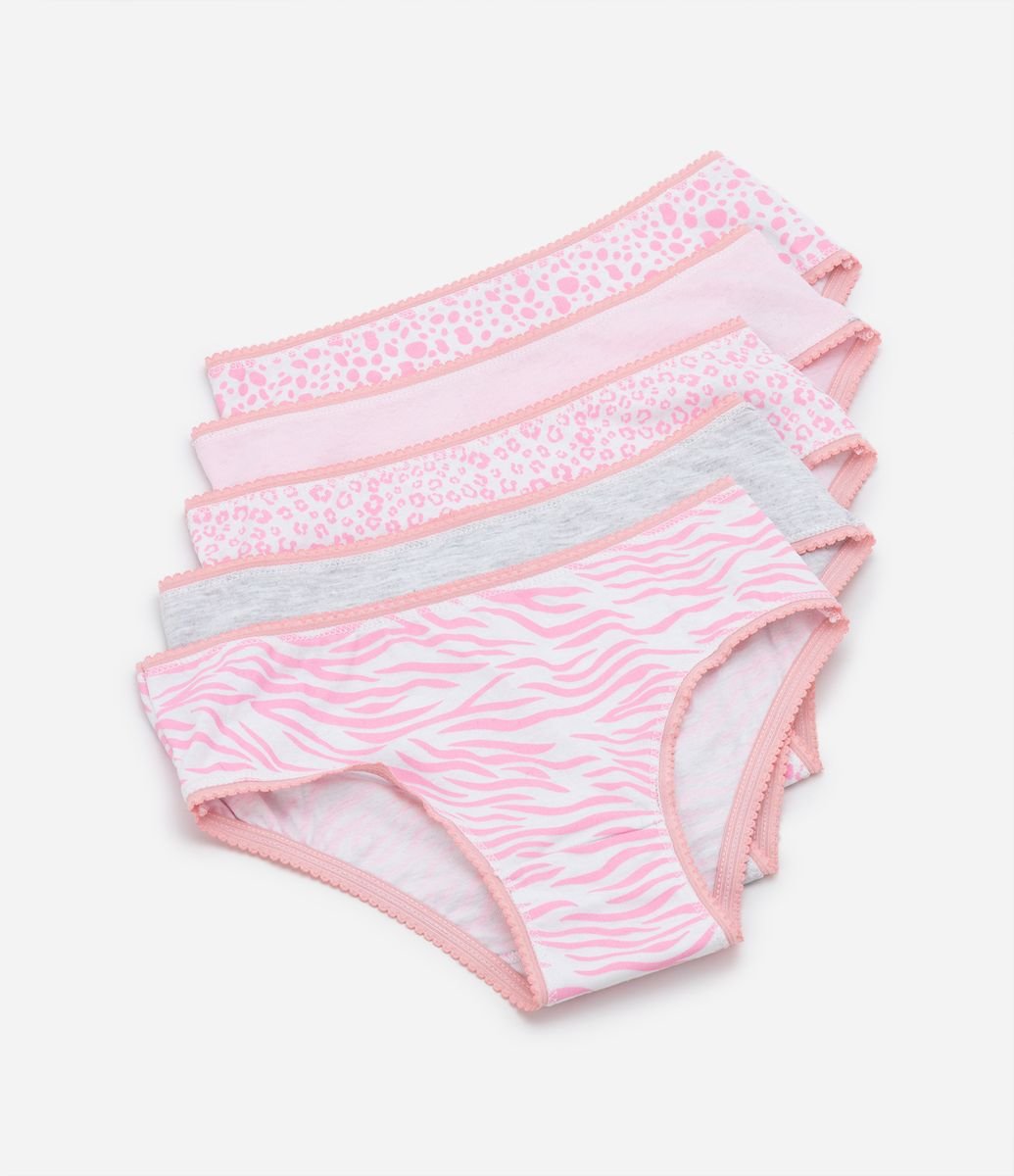 Kit 05 Calcinhas Infantis em Algodão com Estampa Animal Print - Tam 2 a ...