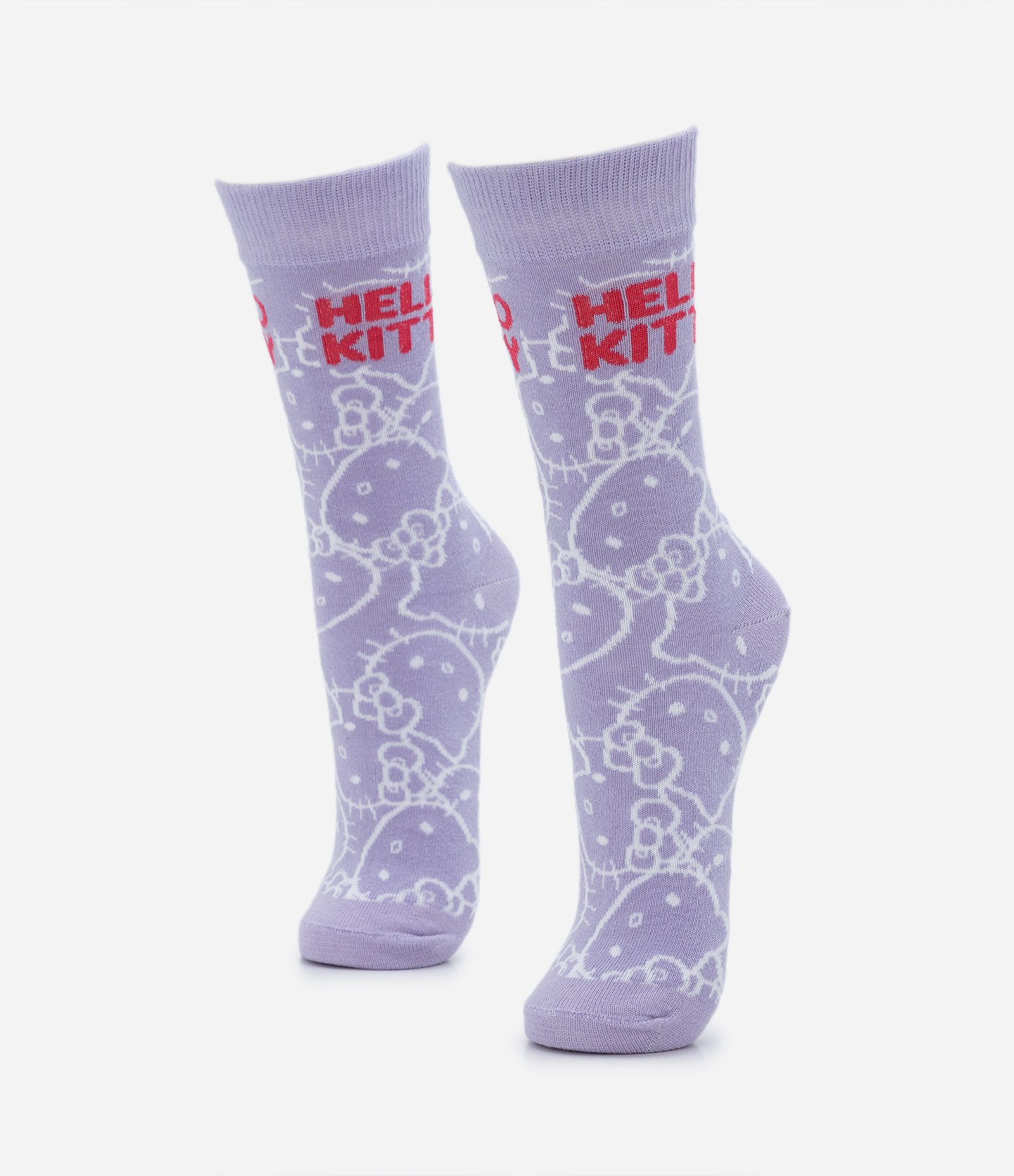 Meia Cano Alto em Algodão com Estampa Hello Kitty Lilás