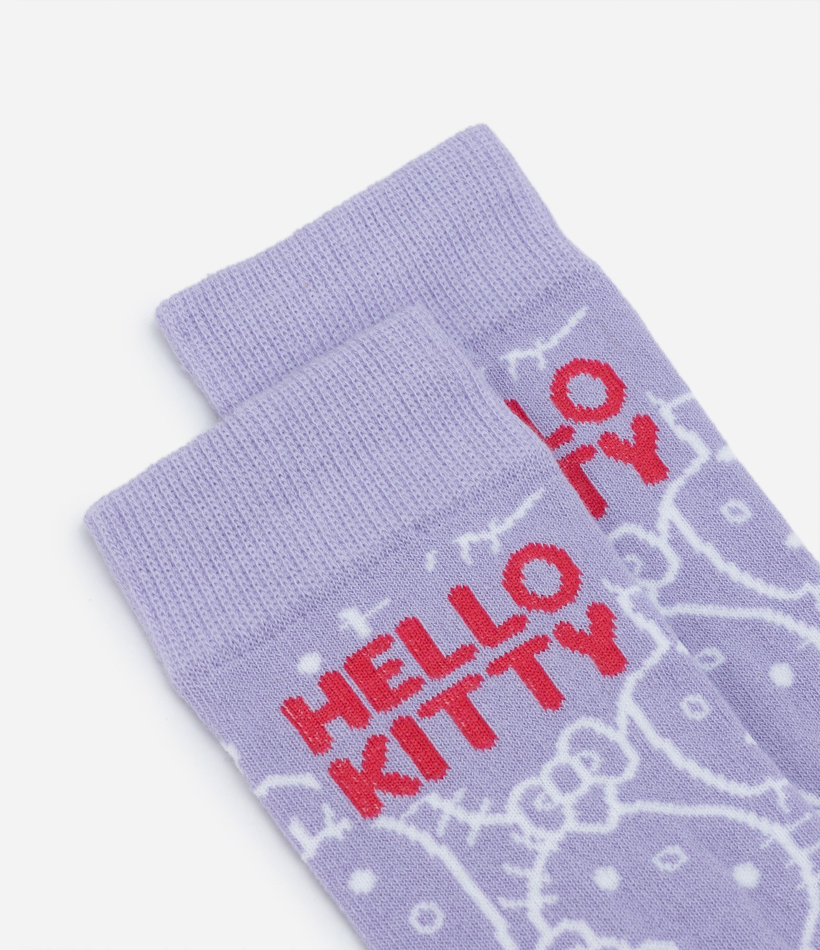 Meia Cano Alto em Algodão com Estampa Hello Kitty Lilás