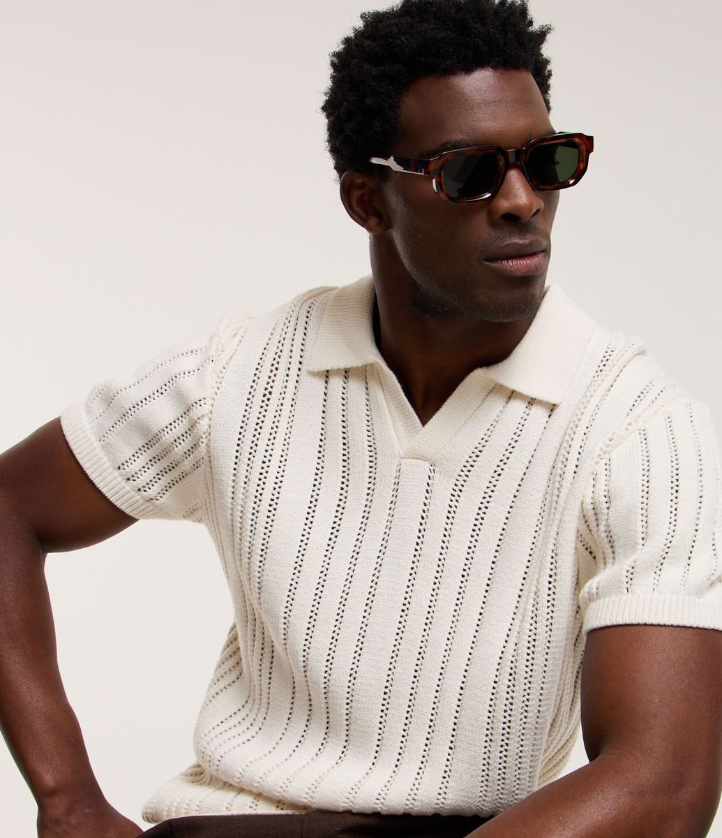 Camiseta Polo com Textura Tricô Branco - Renner