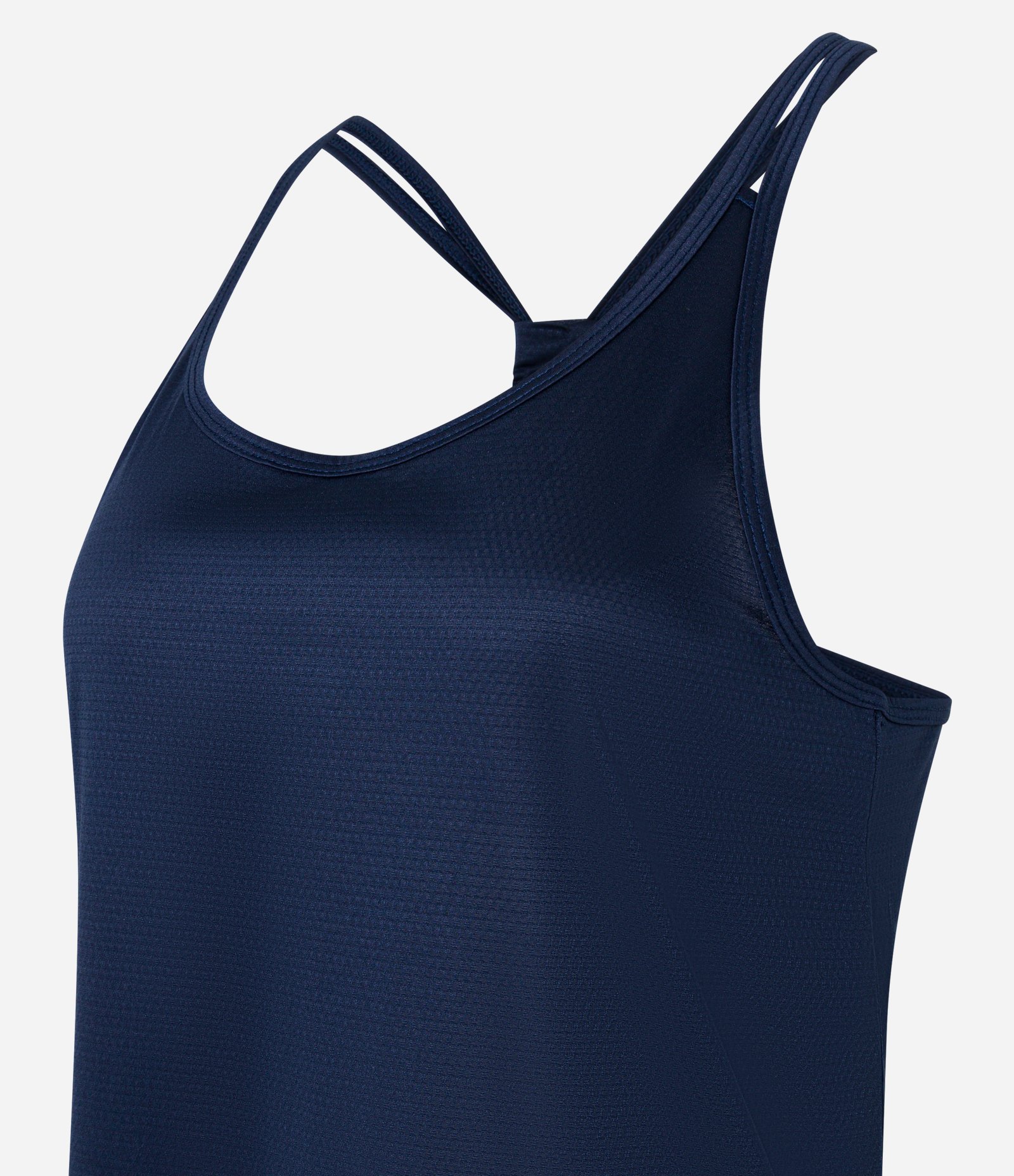 Blusa Regata Esportiva em Microfibra com Alças Duplas Azul Marinho