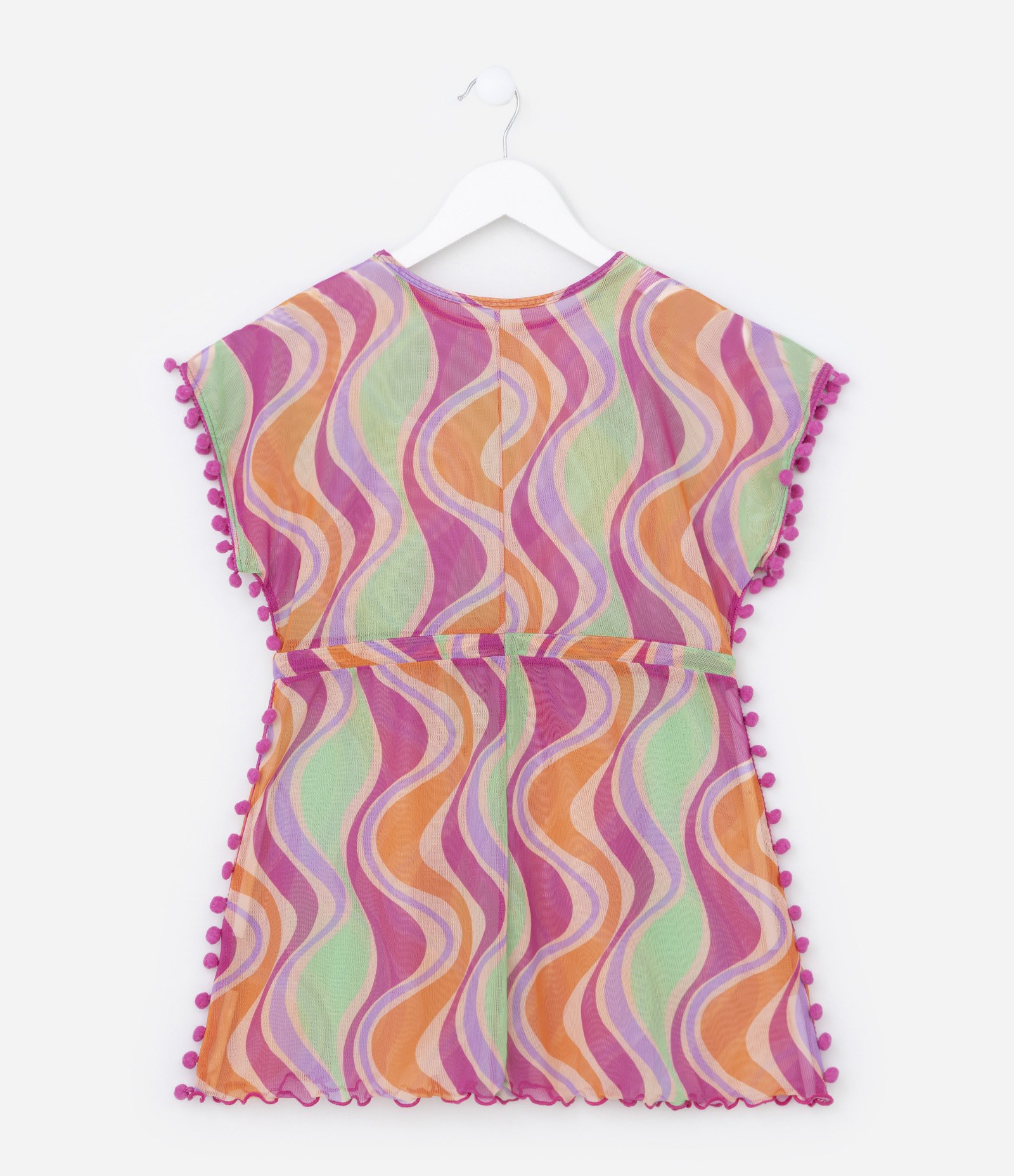 Saída de Praia Infantil em Tule com Estampa Ondas - Tam 3 a 16 Multicores