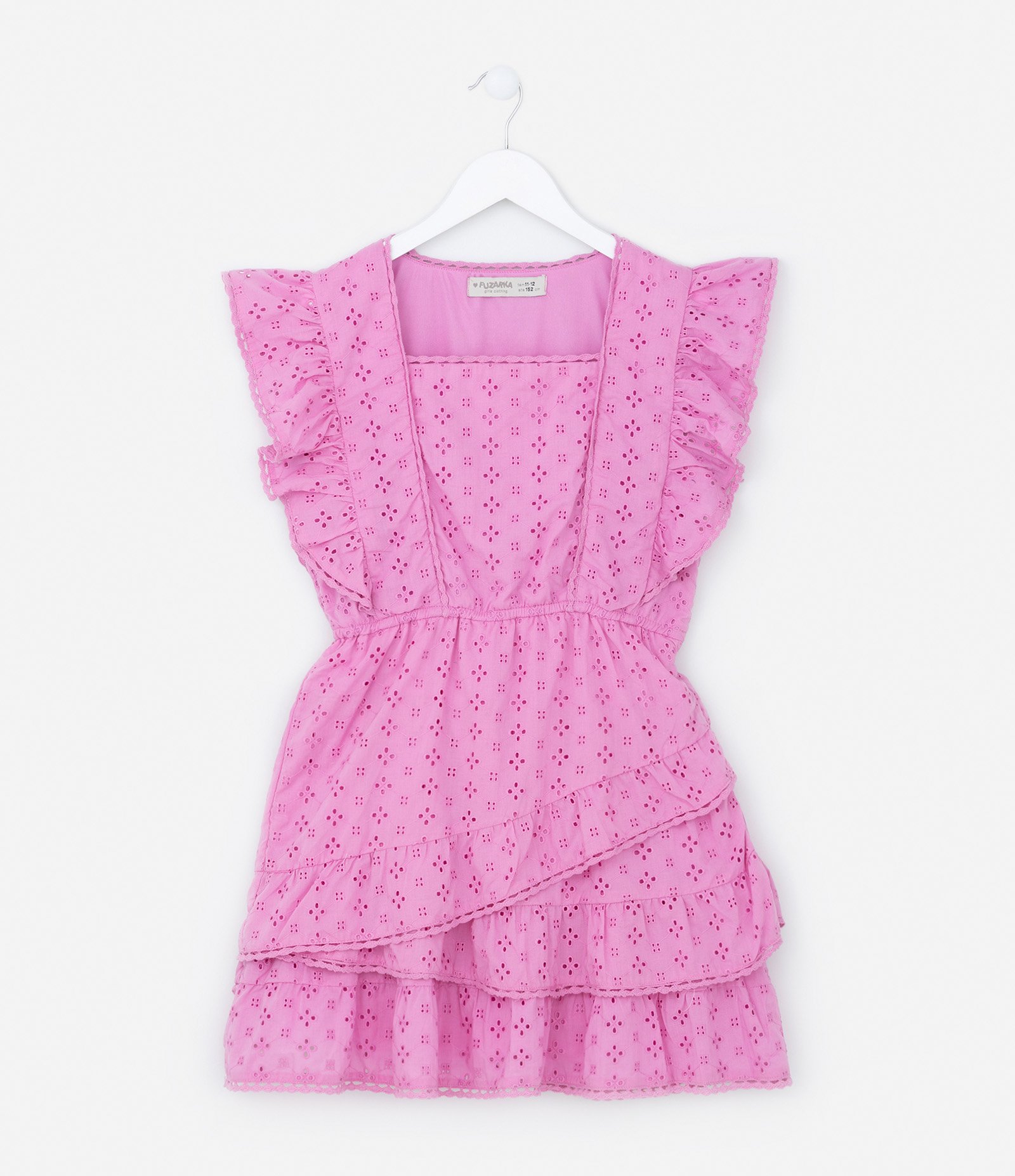 Vestido Infantil em Laiser com Babados e Mini Pompons - Tam 5 a 14 anos ...