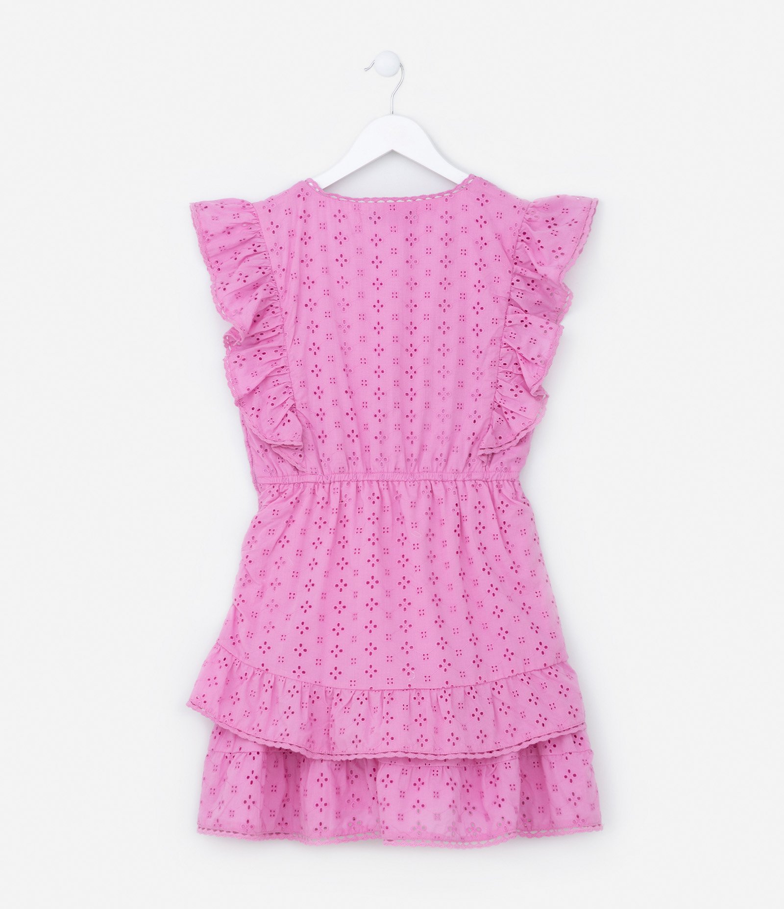 Vestido Infantil em Laiser com Babados e Mini Pompons - Tam 5 a 14 anos ...