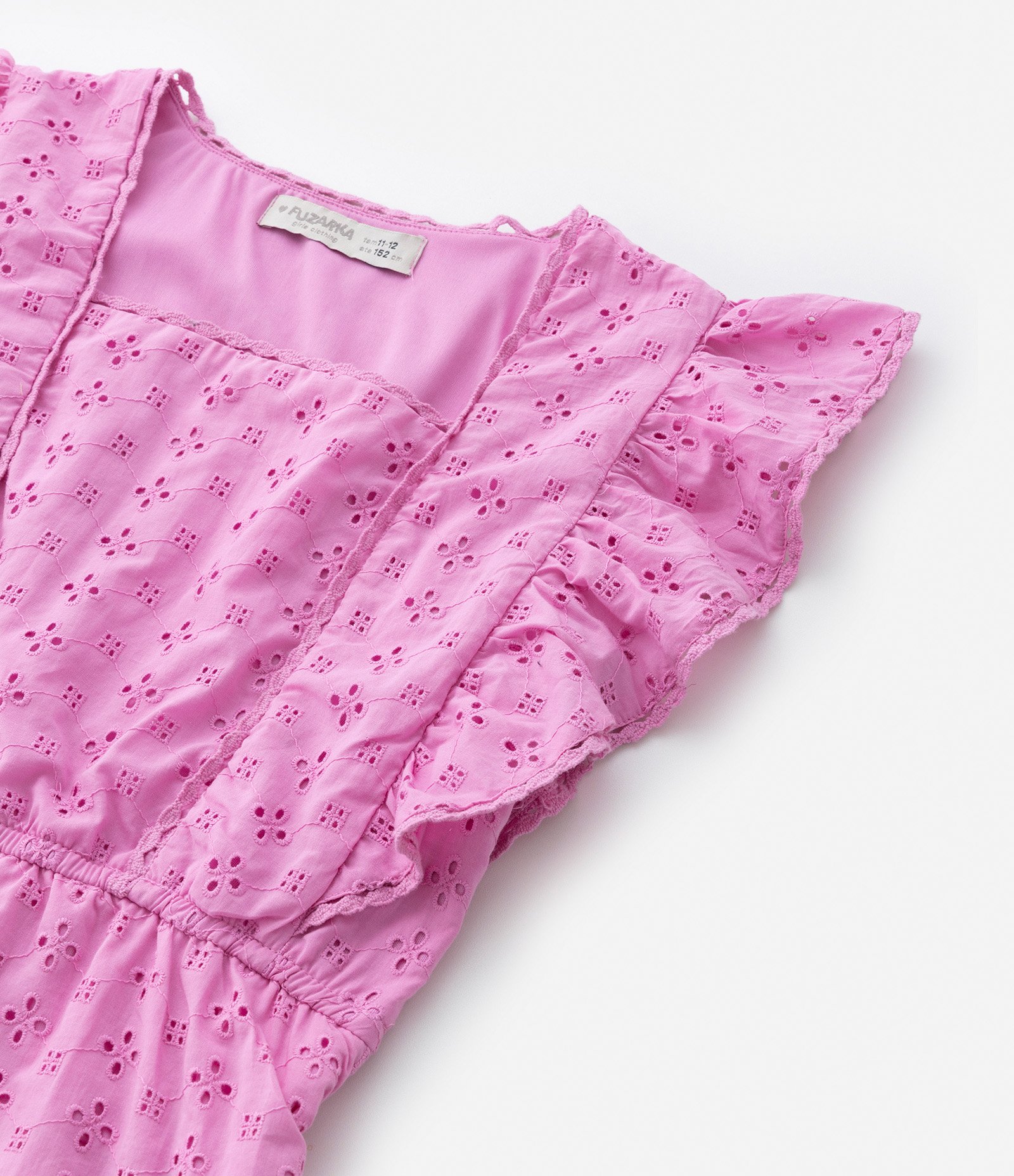 Vestido Infantil em Laiser com Babados e Mini Pompons - Tam 5 a 14 anos ...