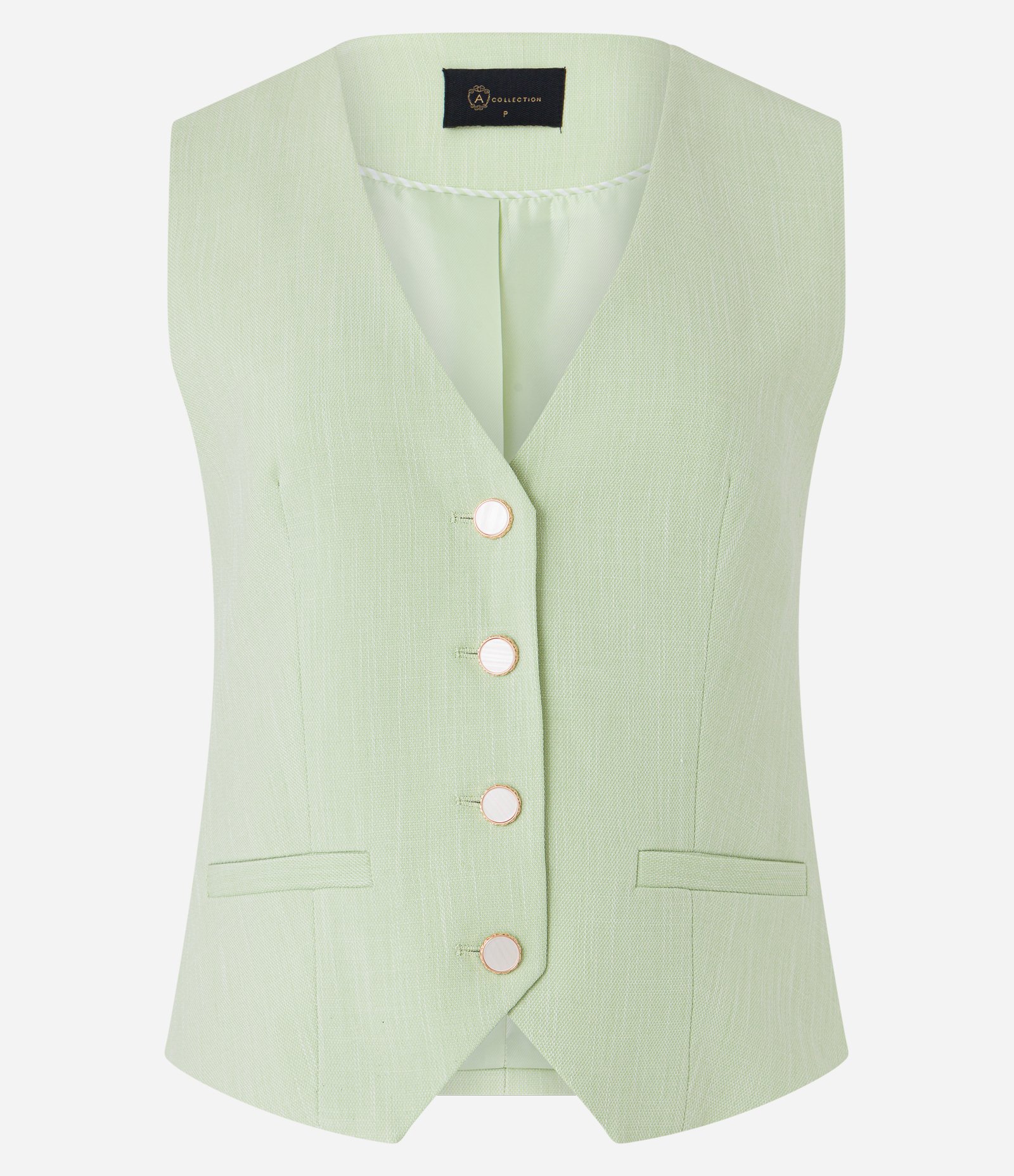 Colete Alfaiatado com Abotoamento Frontal Verde