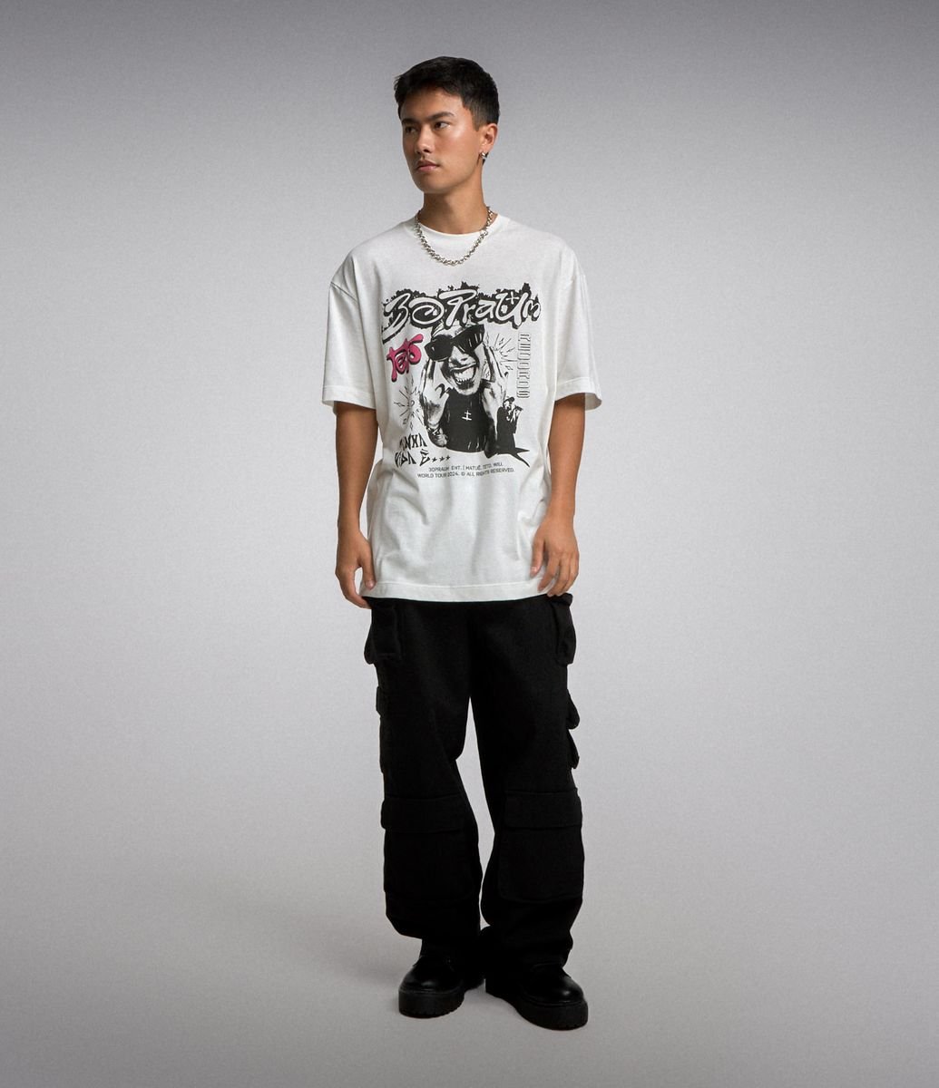 Camiseta Relaxed em Algodão com Estampa Teto 30Praum Branco - Renner