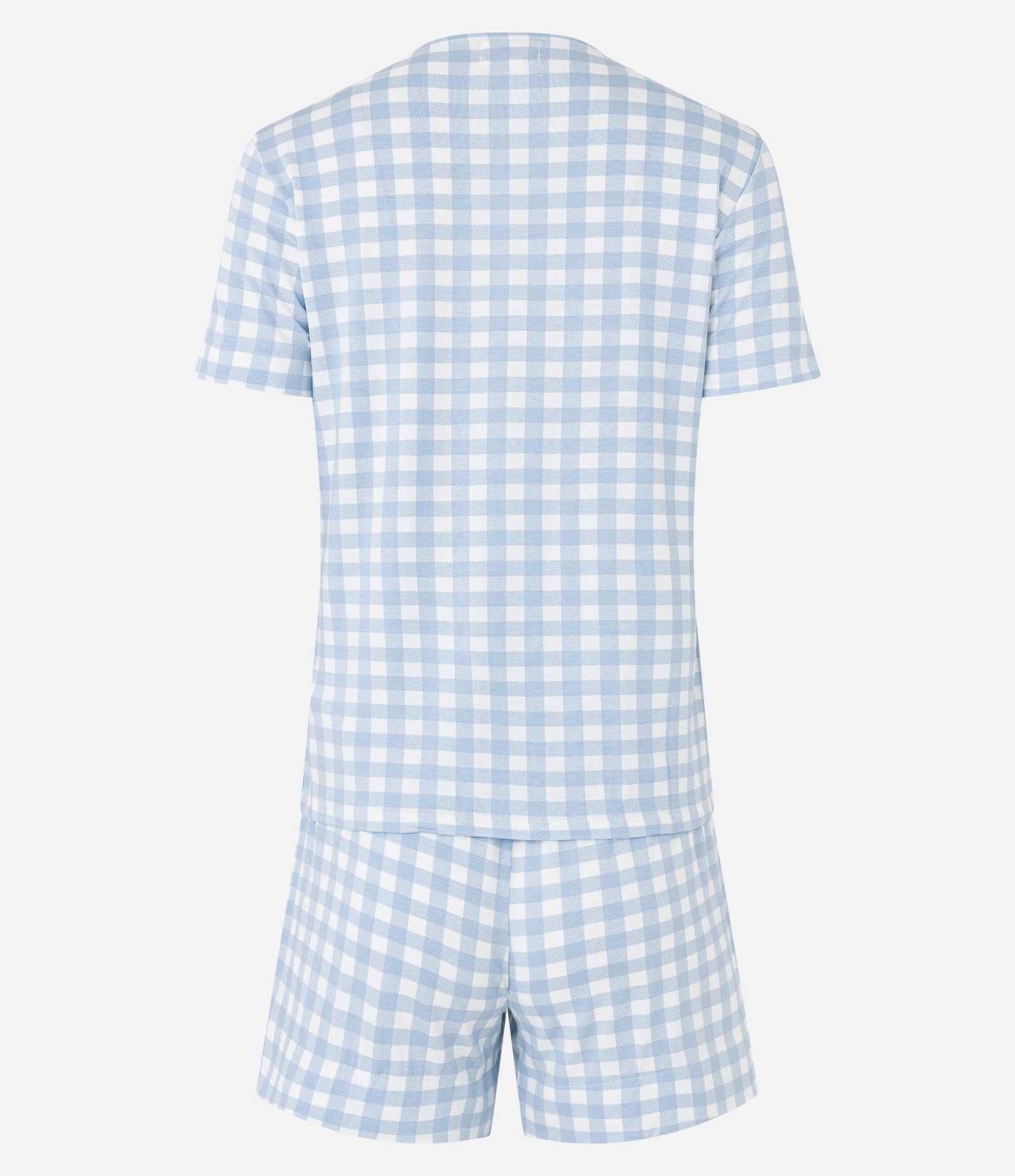 Pijama Short Doll em Viscose com Botões e Estampa Xadrez Azul