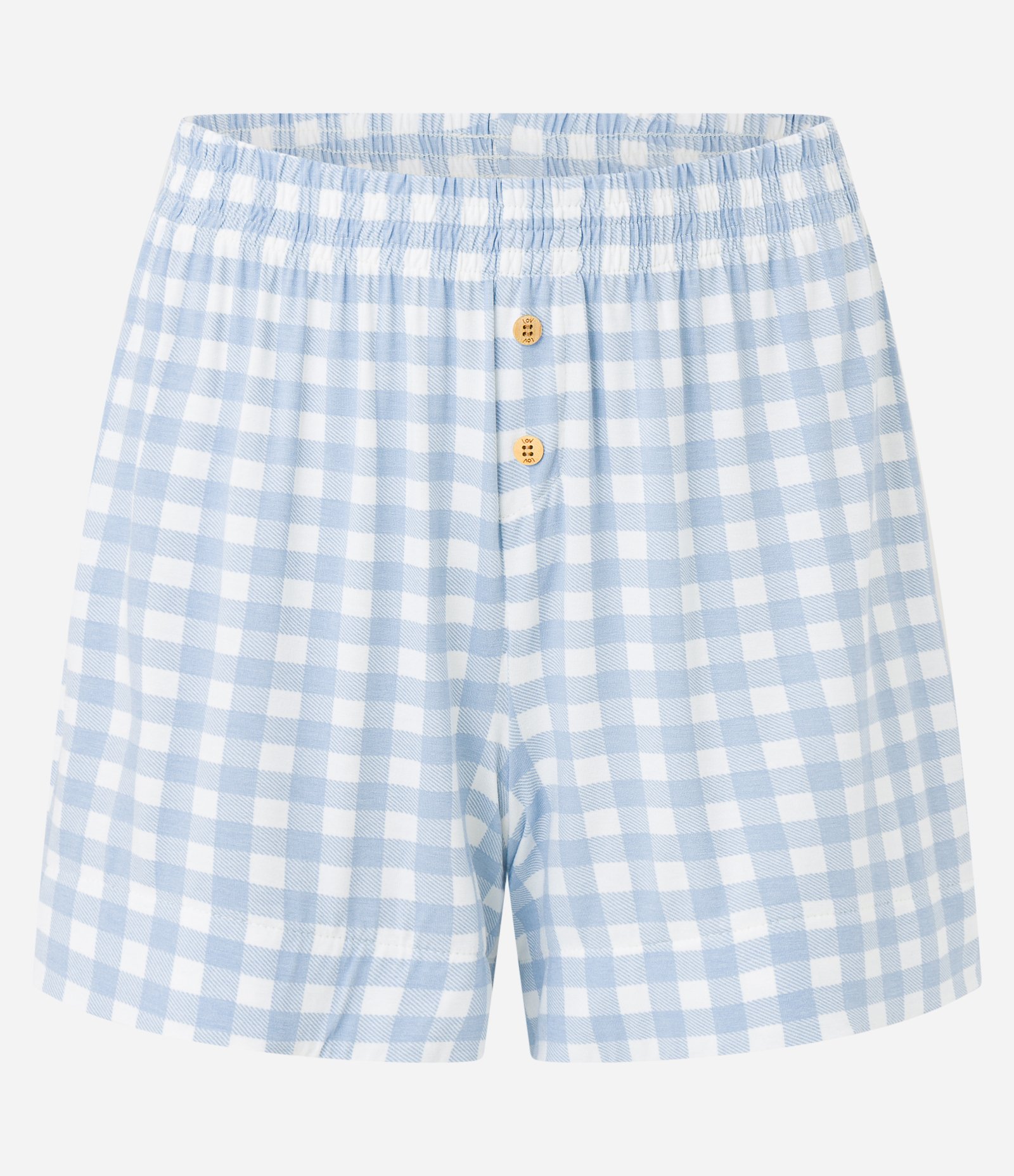 Pijama Short Doll em Viscose com Botões e Estampa Xadrez Azul