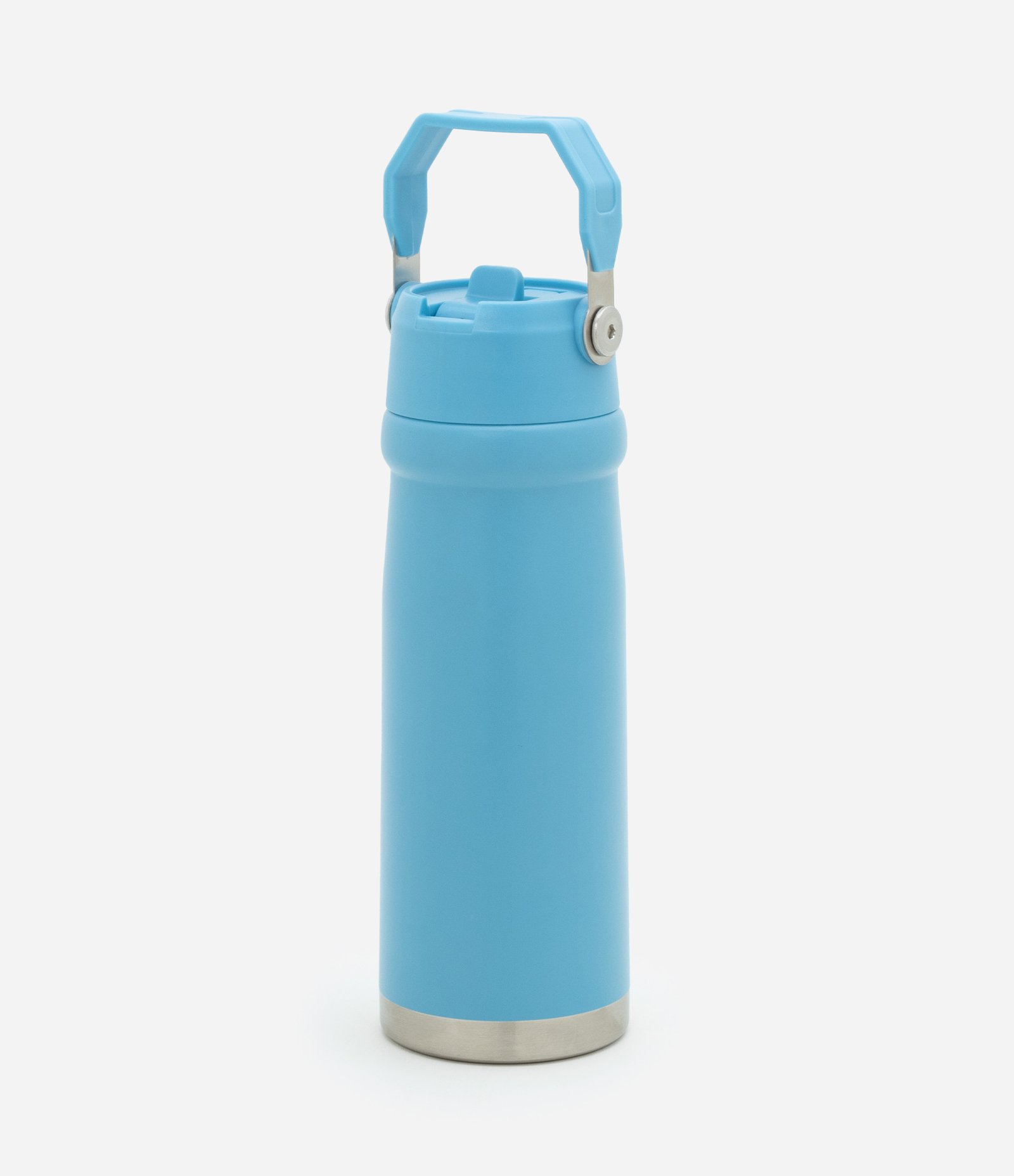 Garrafa Térmica em Metal com Alça e Canudo 900ml Azul