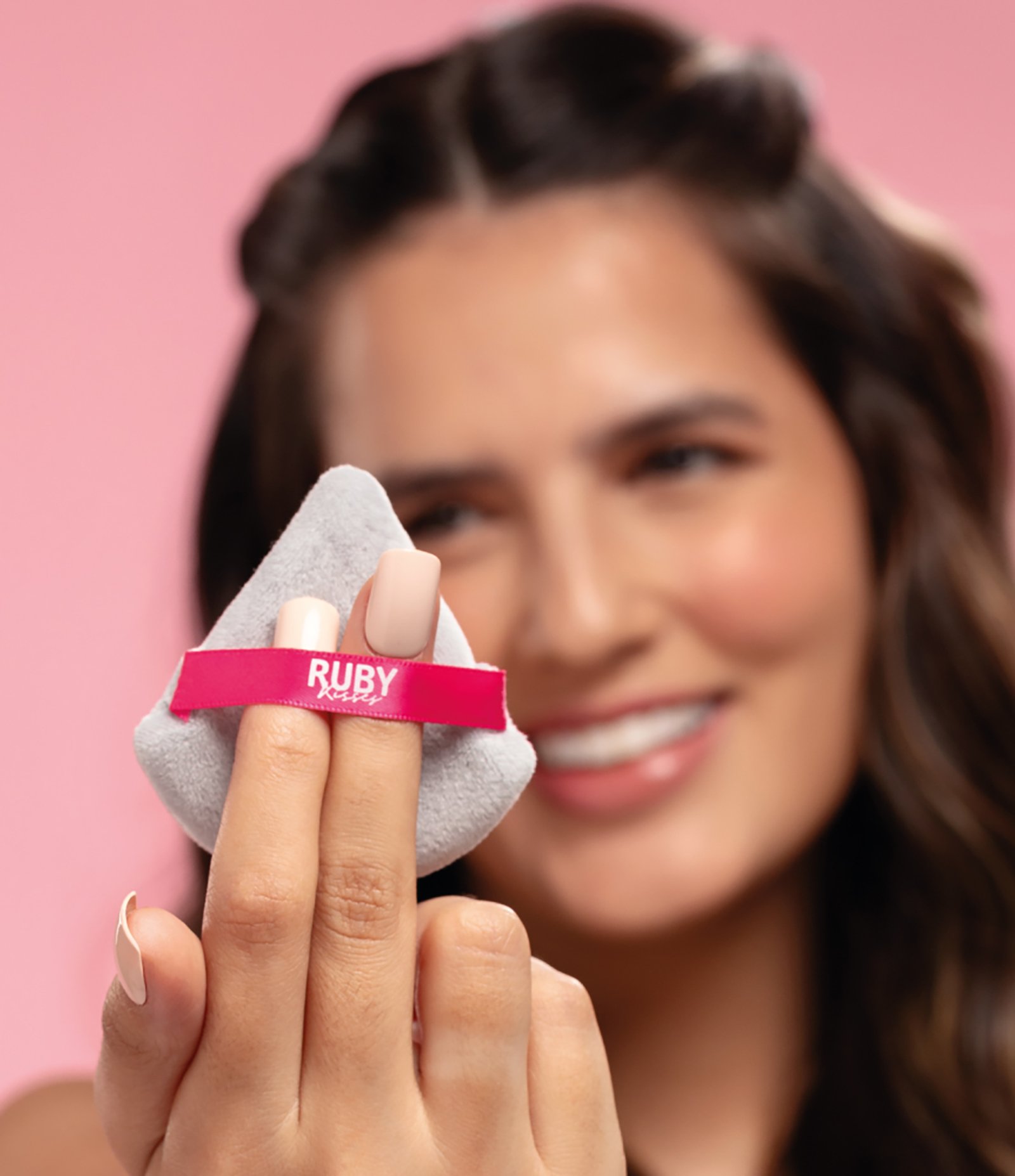 Esponja Puff Triangular Ruby Kisses Cinza