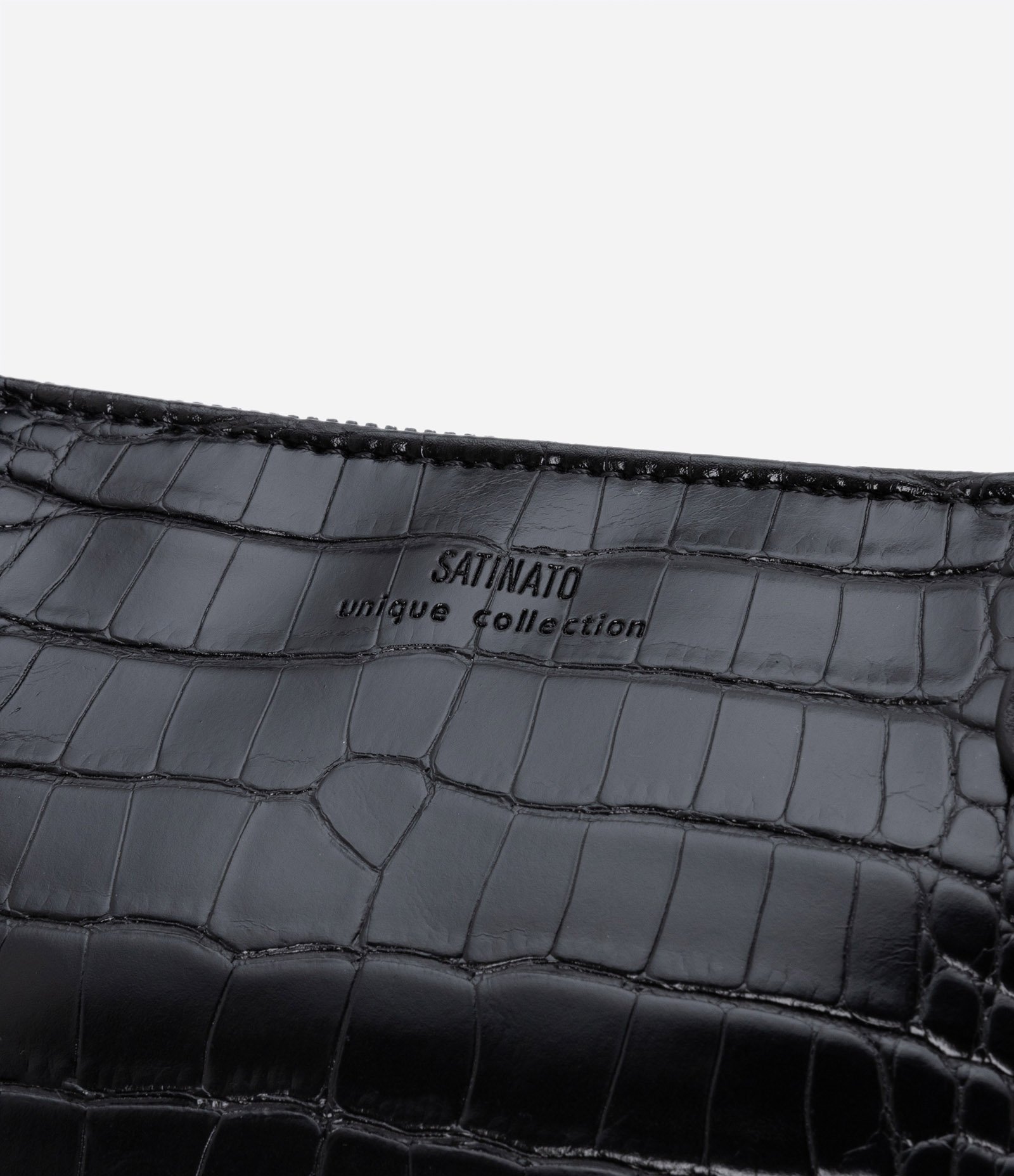 Bolsa Transversal em Pu com Textura Croco Preto