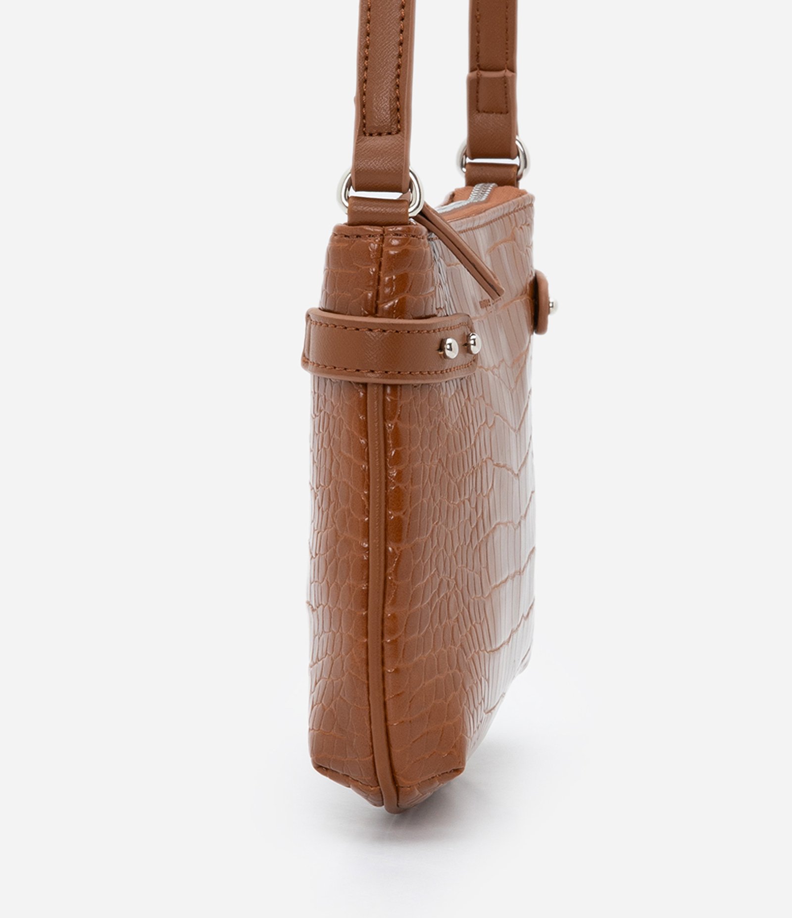 Bolsa Transversal em Pu com Textura Croco