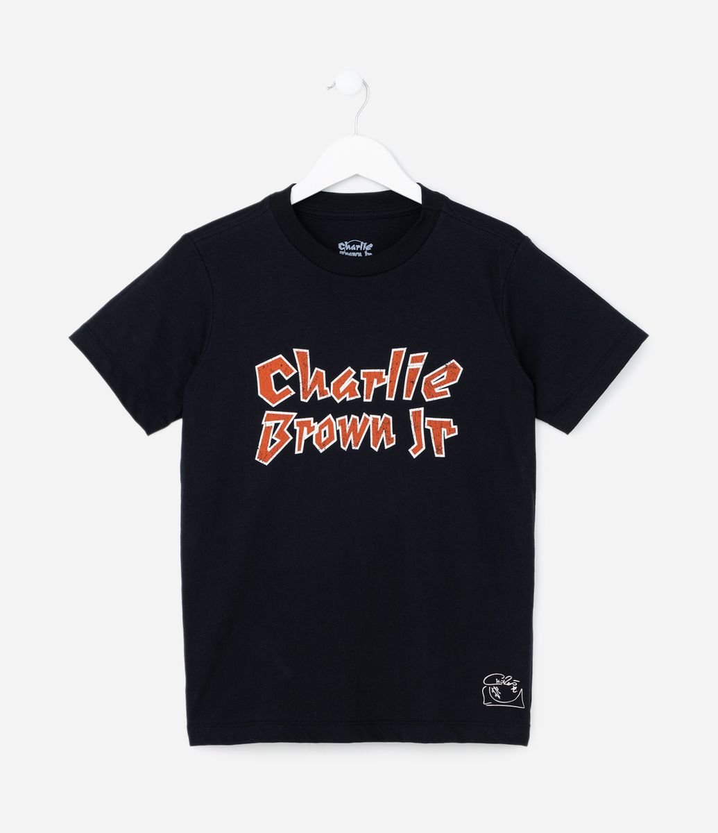 Camiseta Infantil com Estampa do Charlie Brown Jr - Tam 5 a 14 anos Preto