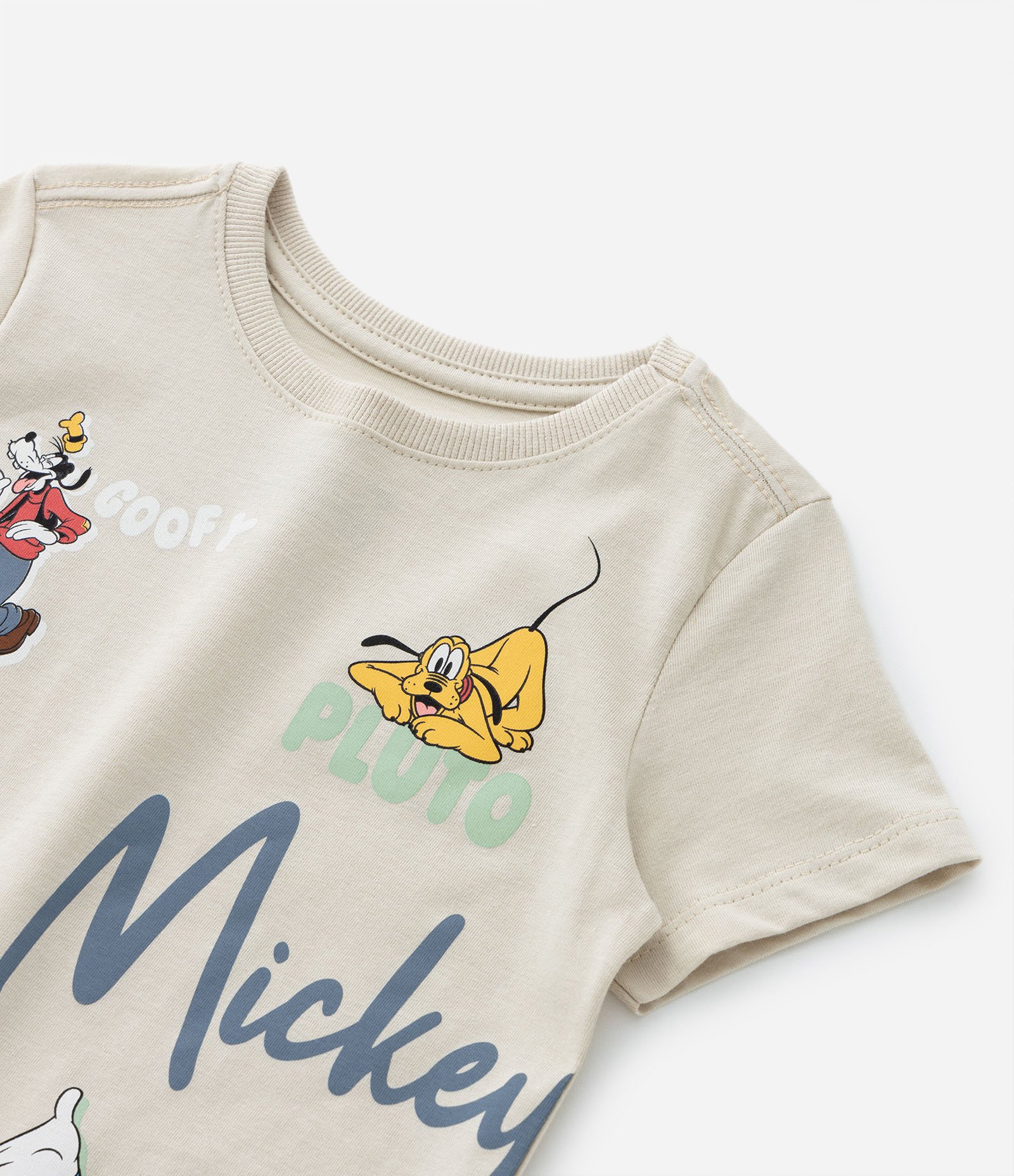 Camiseta Infantil com Estampa do Mickey e Amigos - Tam 1 a 5 anos Bege