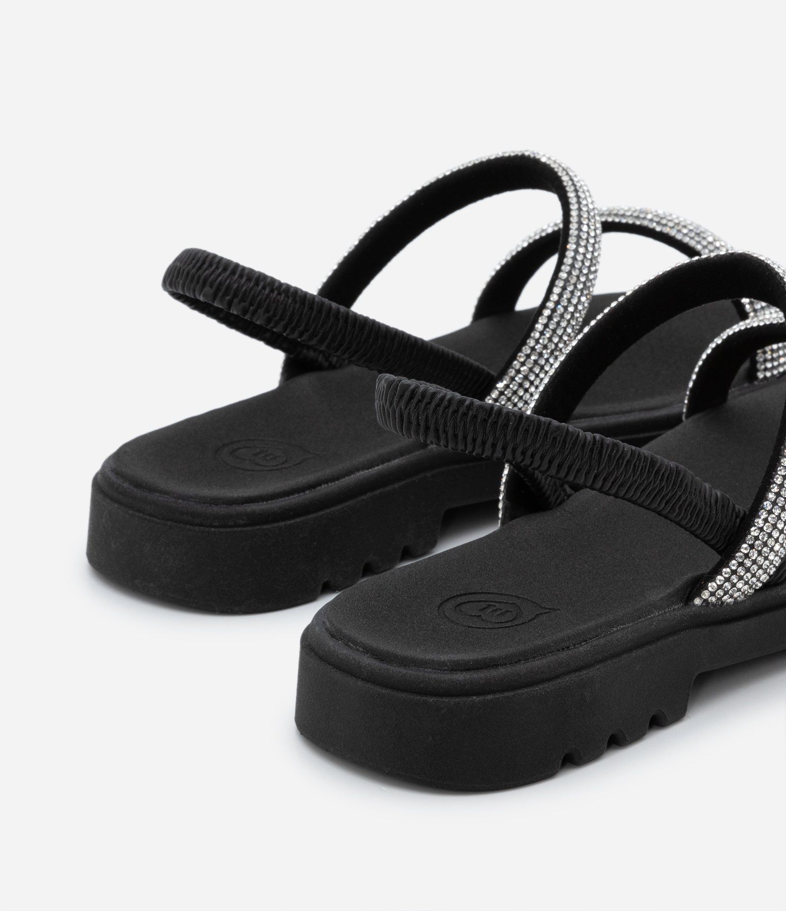 Sandália Infantil Tratoradinha com Tiras de Brilhos - Tam 26 ao 36 Preto