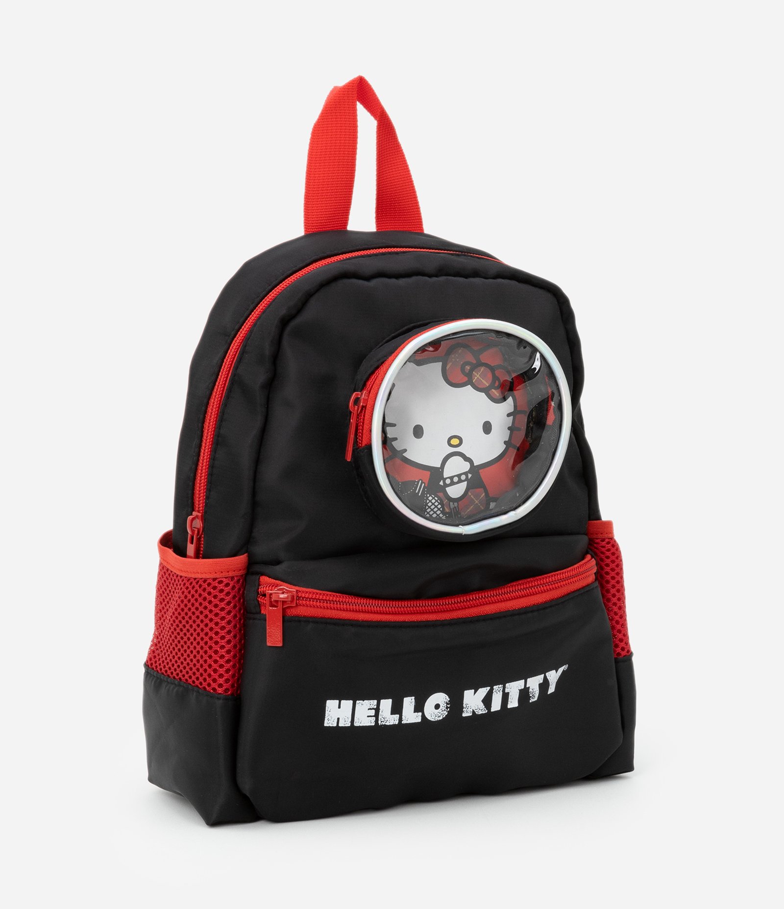 Mochila Infantil com Bolso de Telinha e Estampa Hello Kitty - Tam U Preto