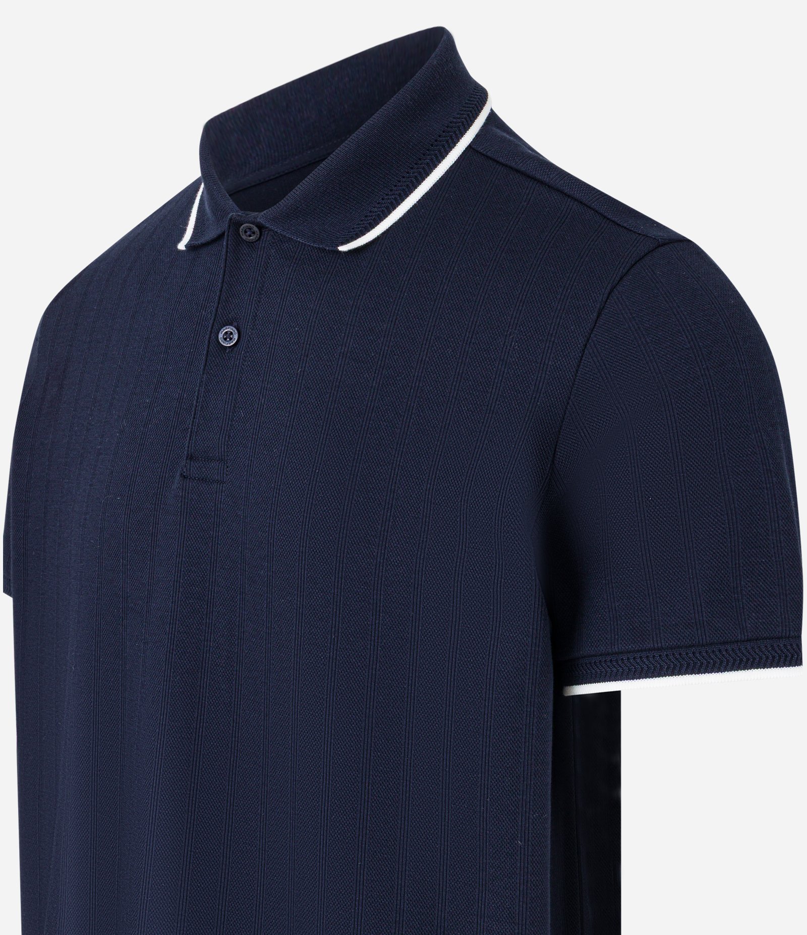 Camisa Polo com Textura Jacquard e Detalhe Azul