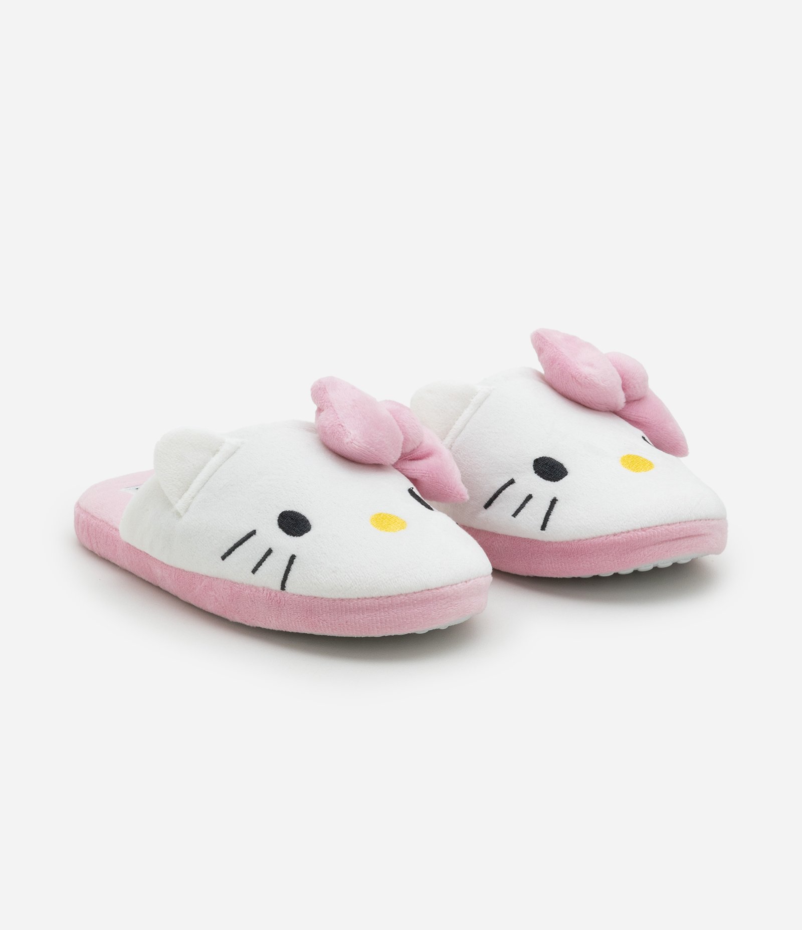 Pantufa Chinelo Infantil com Bordado Hello Kitty - Tam 29 a 36 Branco/Rosa