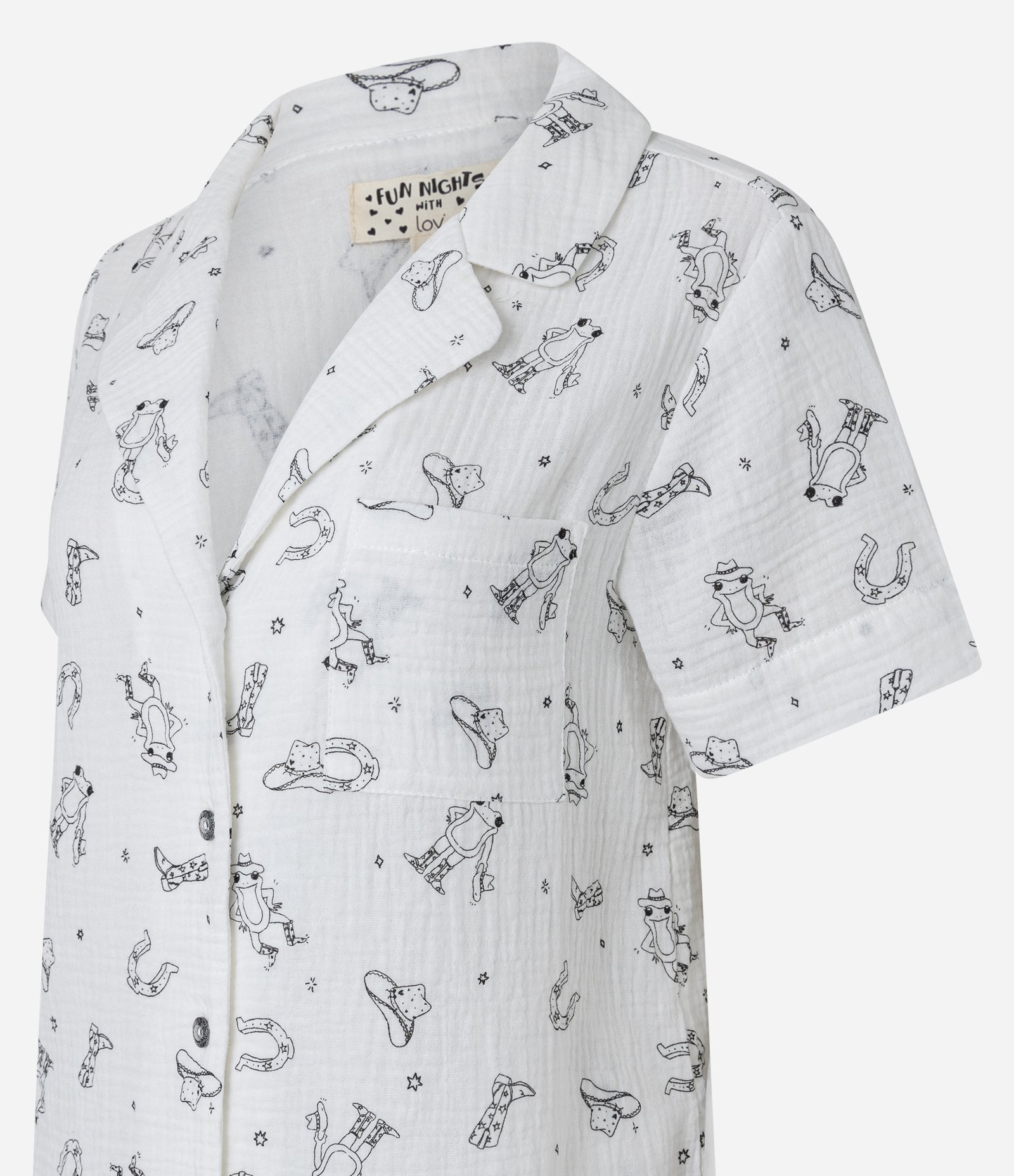 Pijama Short Doll Texturizado Manga Curta em Algodão com Estampa de ...