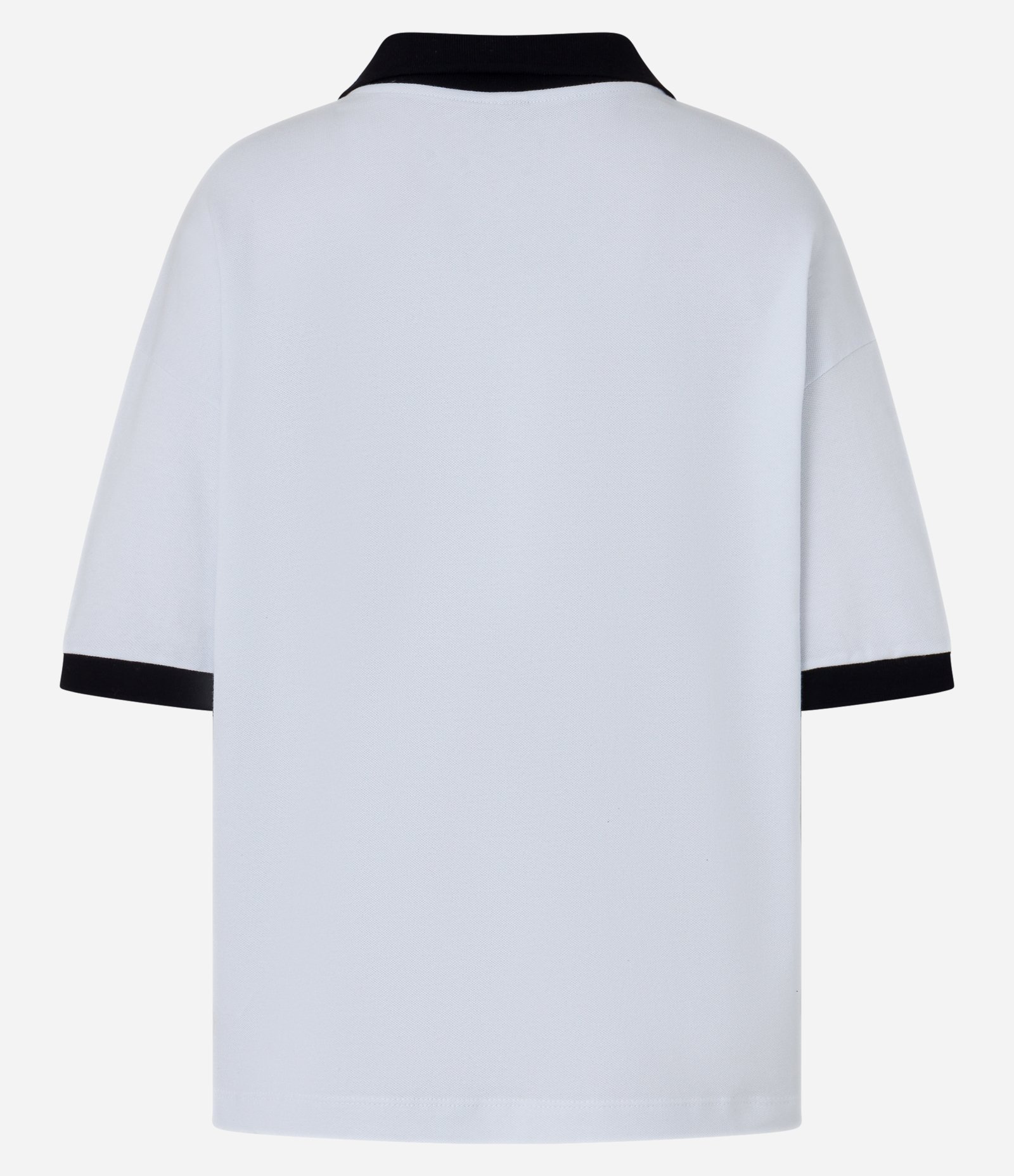 Blusa em Malha Piquet com Gola Polo e Bordado Girls Club Branco/ Preto