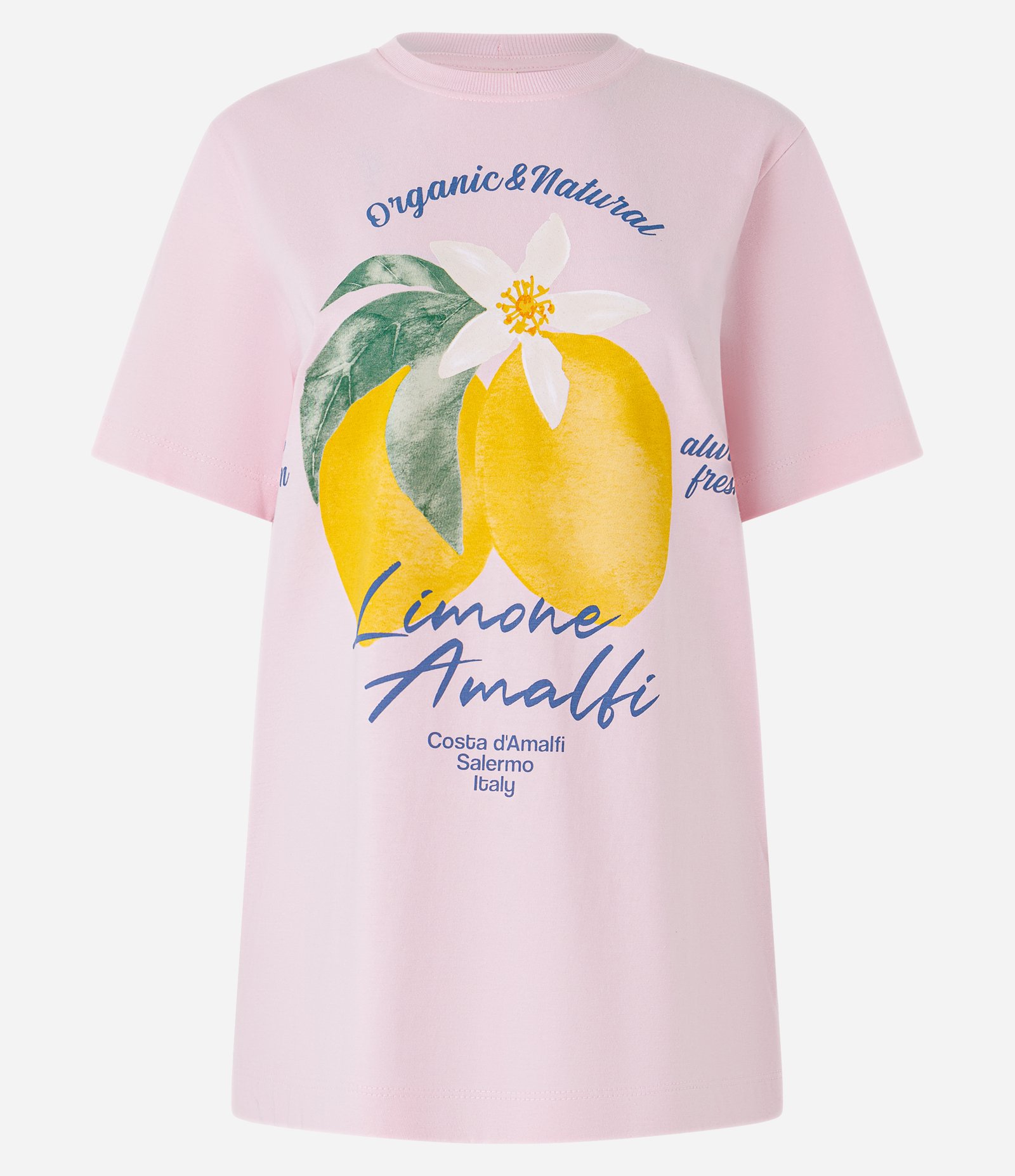 Camiseta em Algodão com Estampa Lemone Amalfi Rosa