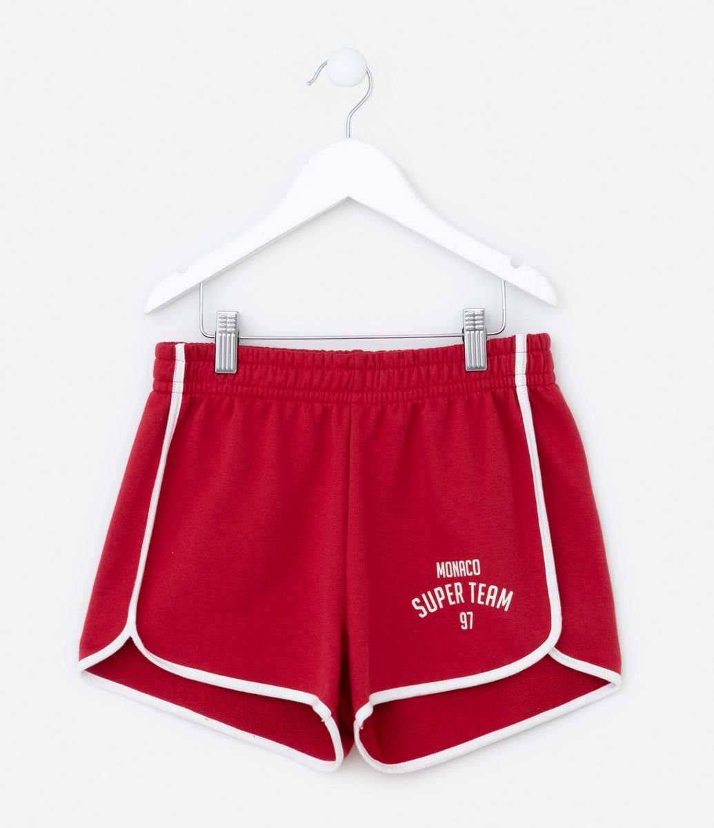 Short Runner Infantil com Viés Contrastantes - Tam 5 a 14 Anos Vermelho