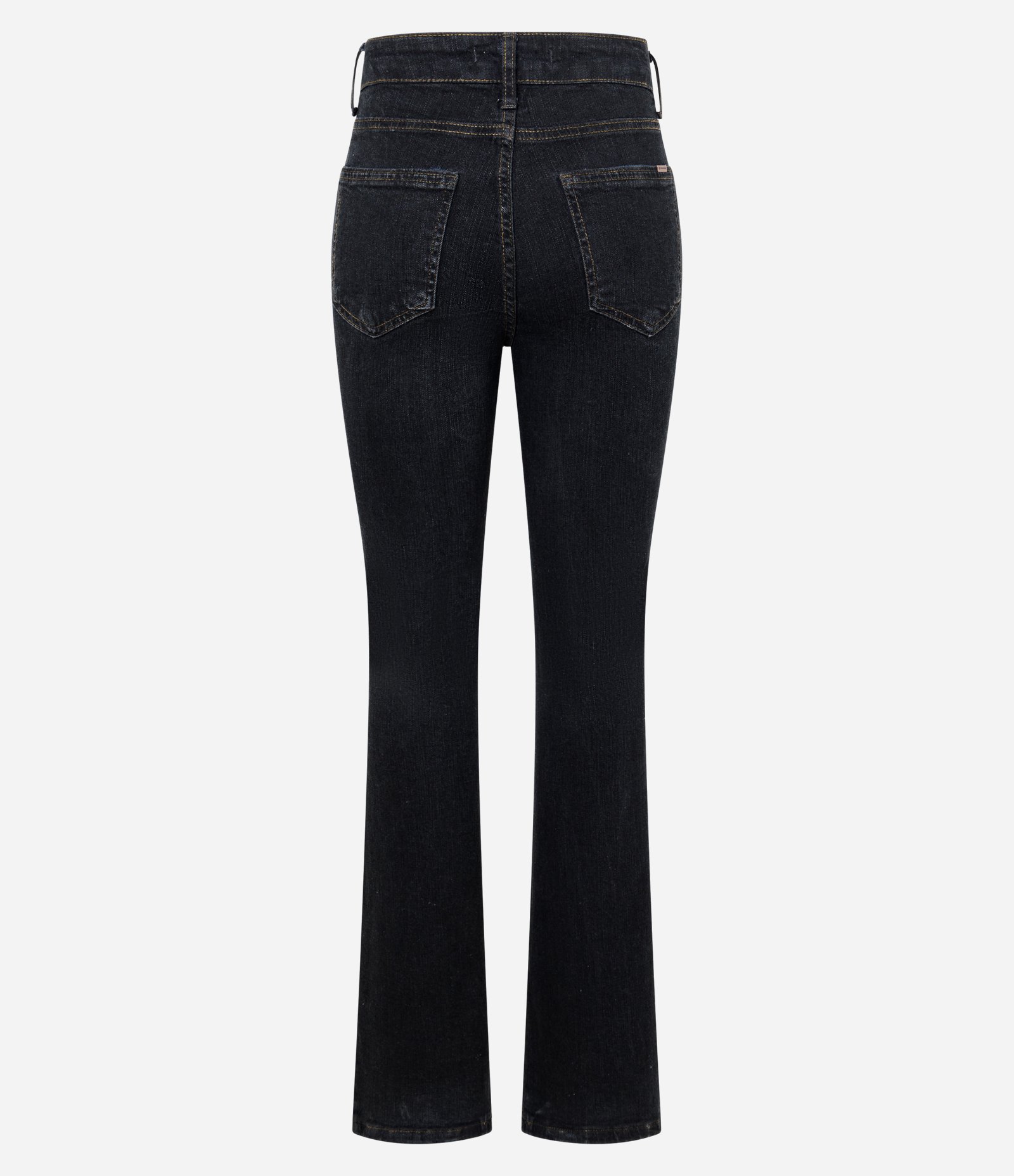 Calça Boot Cut em Jeans Sobretinto com Bolsos Preto