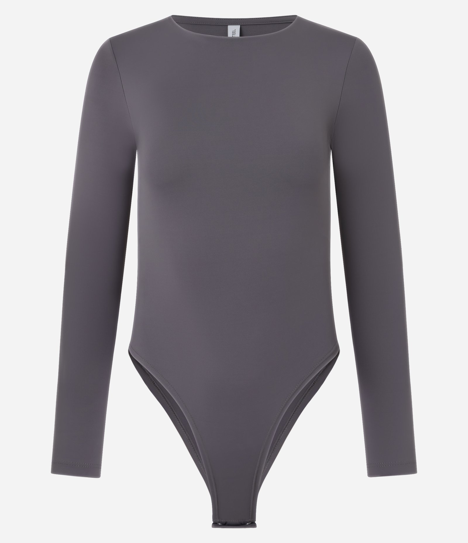 Body em Poliamida Manga Longa Chumbo