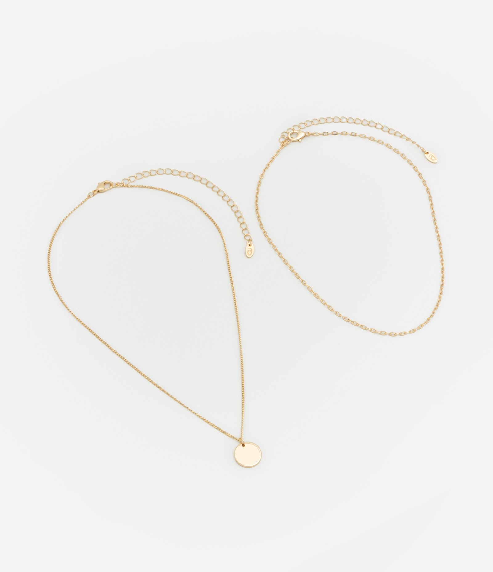 Colar Camadas Folheado em Metal com Pingente Redondo Dourado